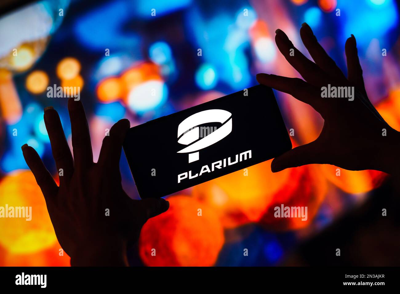 In this photo illustration, the Plarium Global logo is displayed on a ...