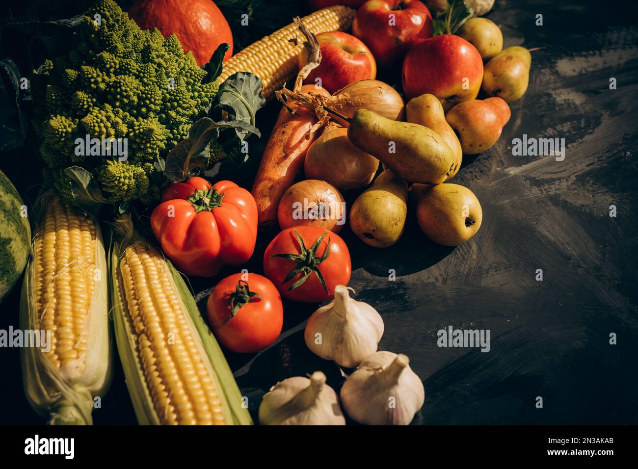 Organic harvest fruits and vegetables from garden Stock Photo - Alamy