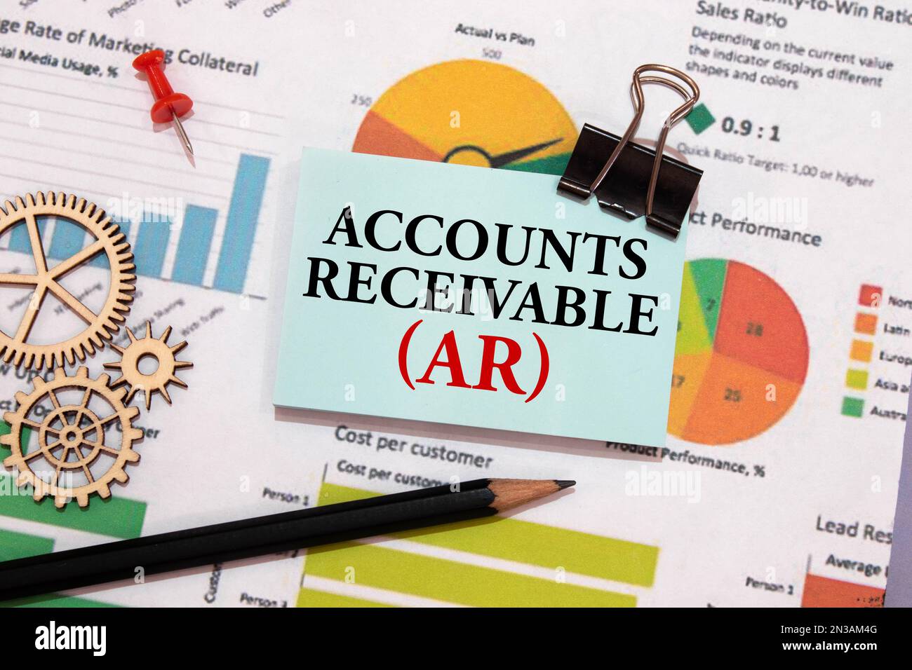 Accounts receivable-the inscription of text on the Notepad. Calculator ...