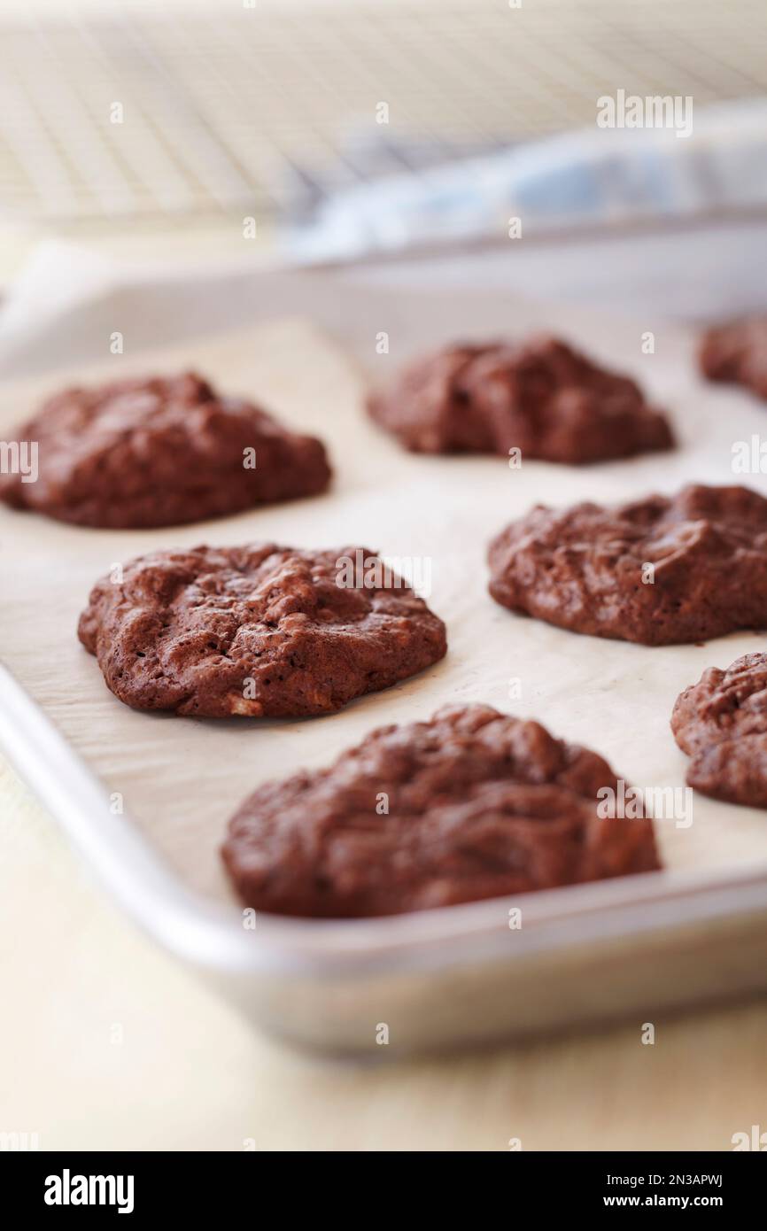 Chocolate cookies on parchment hi-res stock photography and images - Alamy