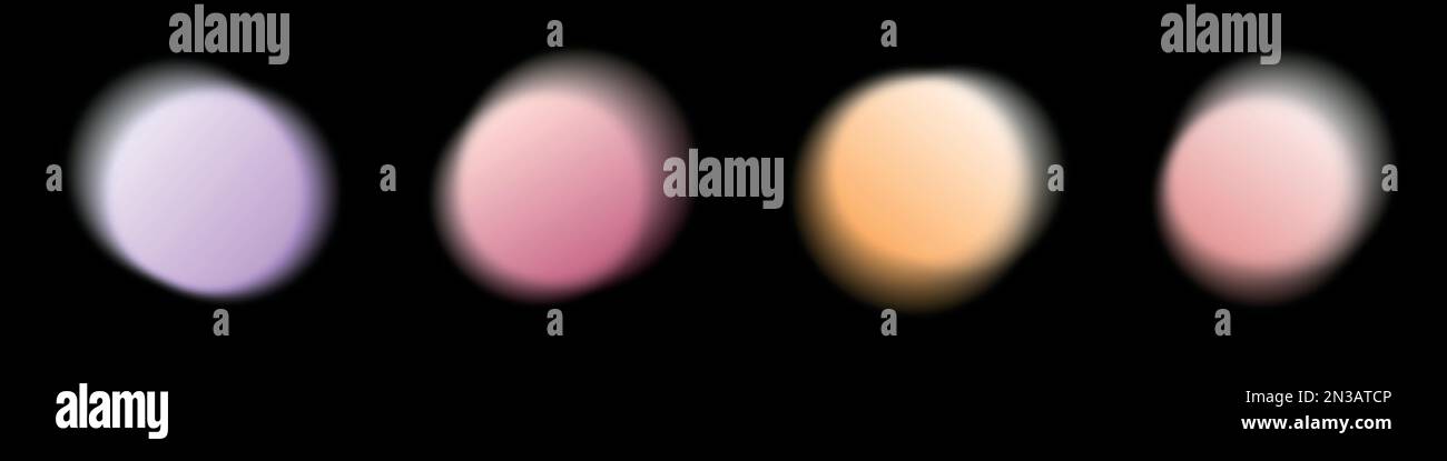 Abstract dark blur gradient circles set. Light color round shapes set ...