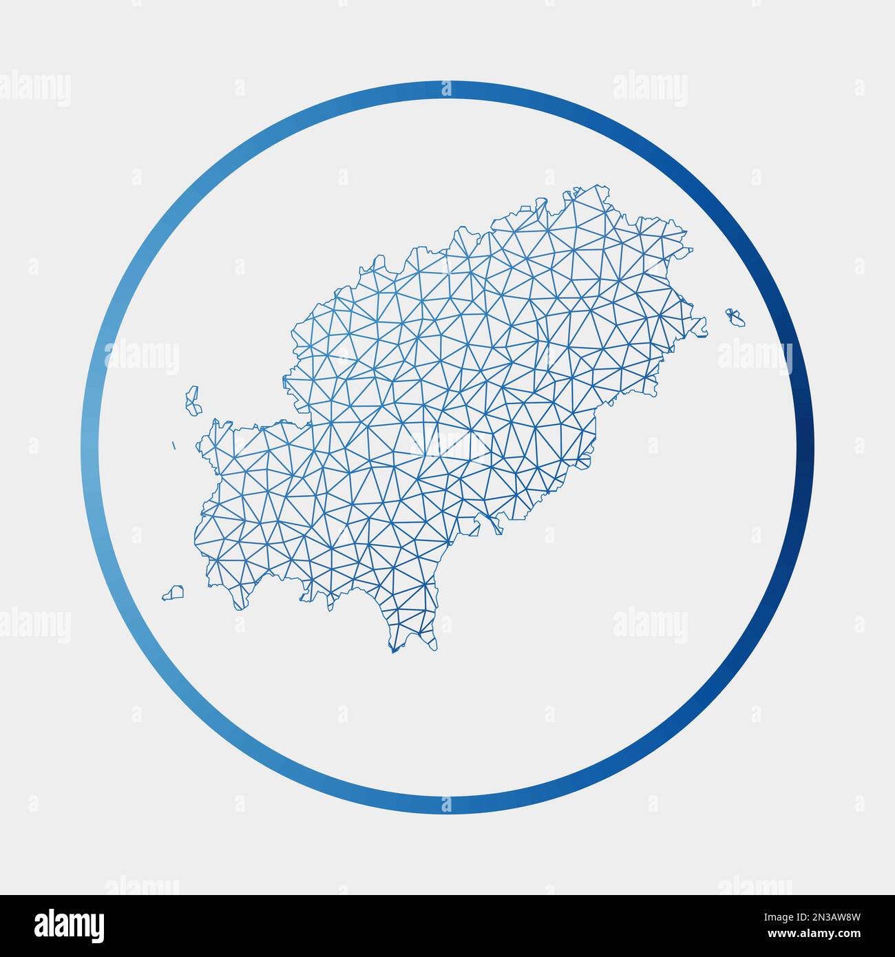 Ibiza icon. Network map of the island. Round Ibiza sign with gradient ...