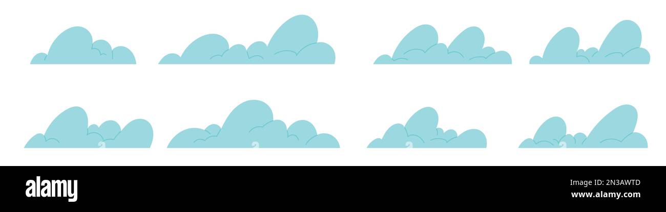 Simple clouds isolated set. Cute flat sky icon, cloud logo. Cartoon ...
