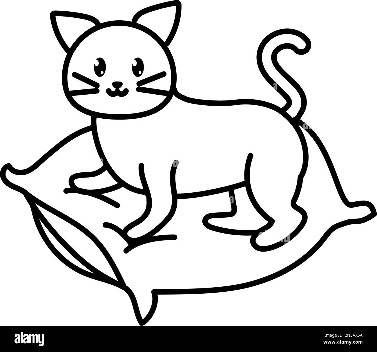 cat in pillow coloring Stock Vector Image & Art - Alamy