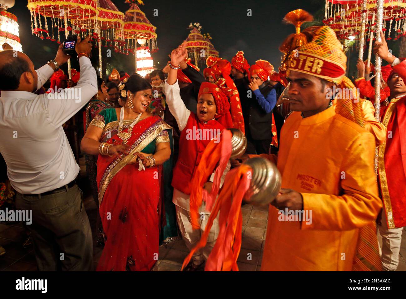 In this Nov. 3, 2014 photo, members of Indian Brass band, play as they ...