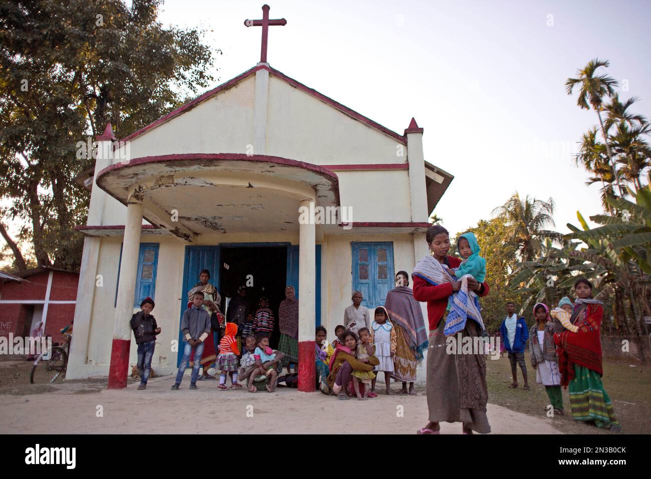 Indian Tribal Settlers Take Refuge In A Local Church After Their
