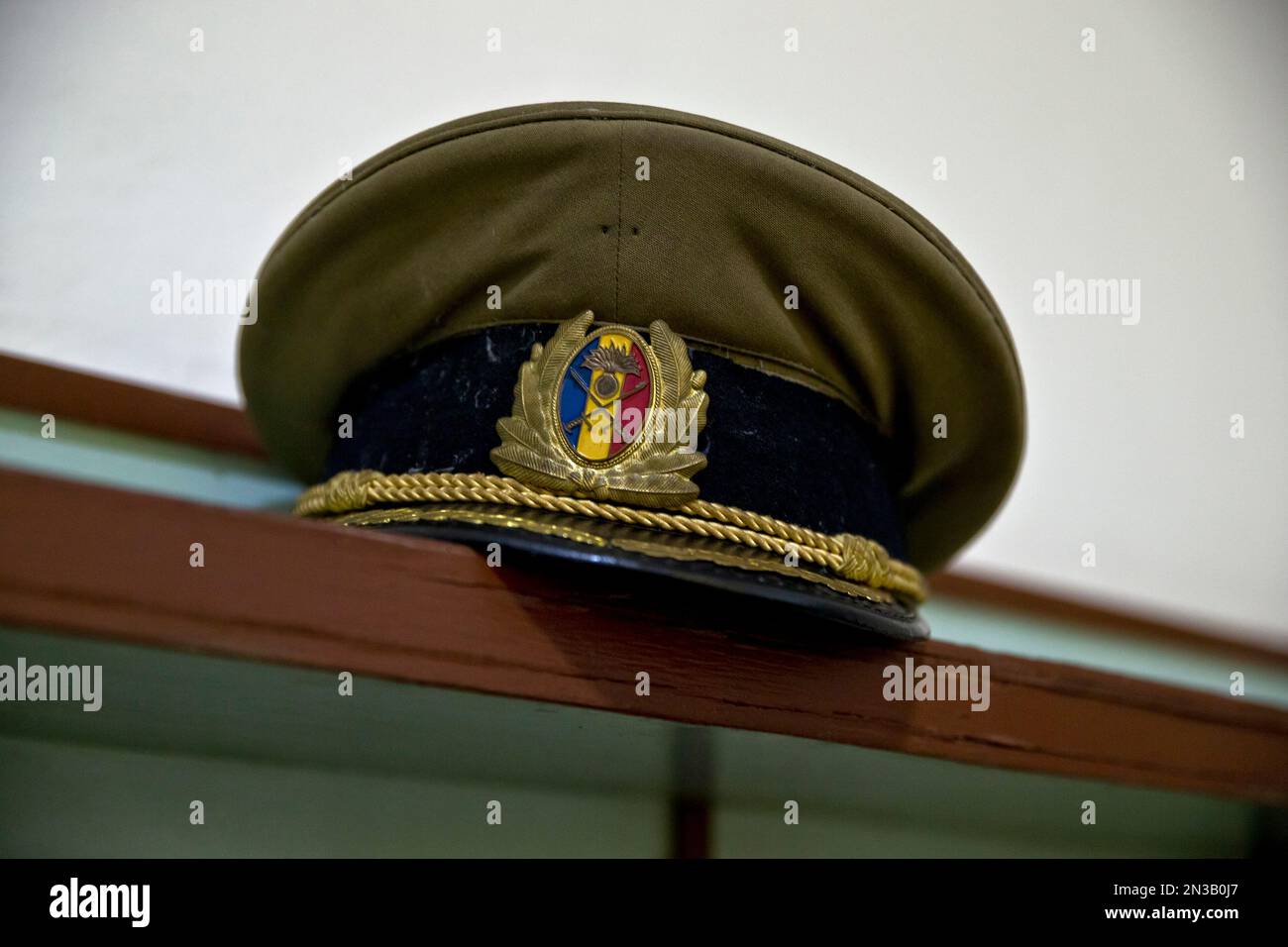 A picture taken on Dec. 15, 2014 a military hat at the military ...