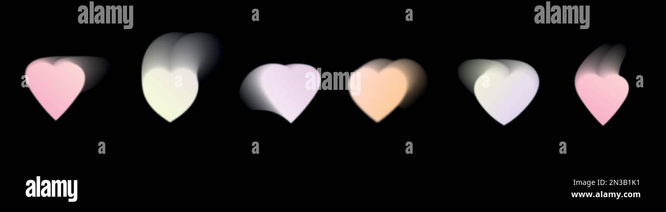 Abstract blurred gradients hearts set. Soft graphic elements collection ...