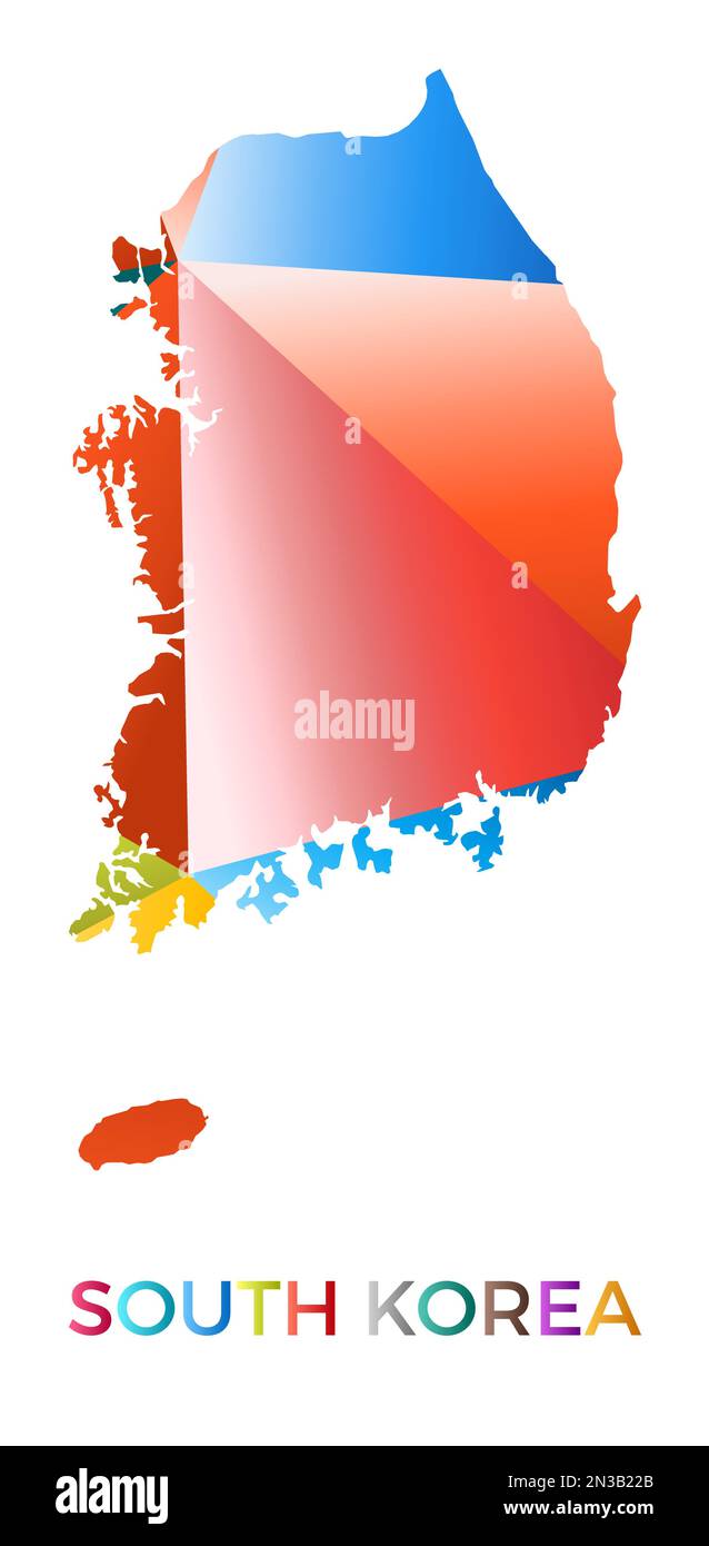 Bright colored South Korea shape. Multicolor geometric style country ...