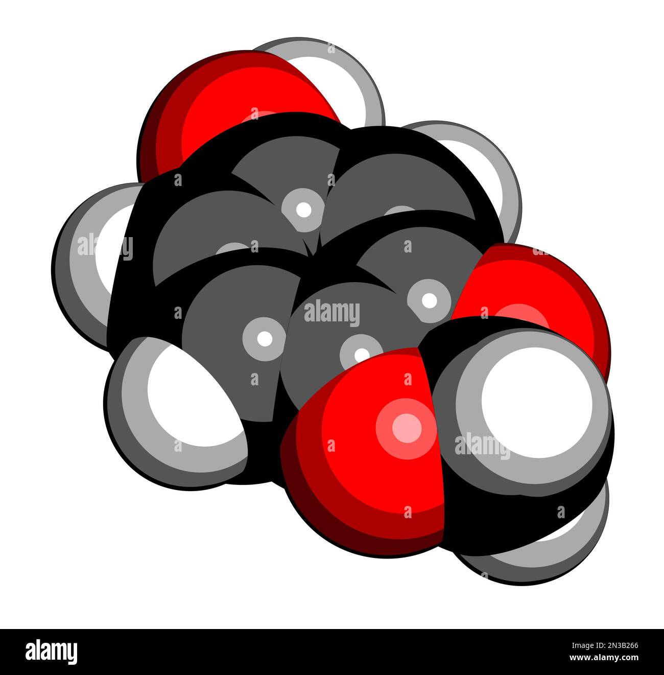 Sesamol herbal molecule. Present in sesame oil. 3D rendering. Atoms are ...