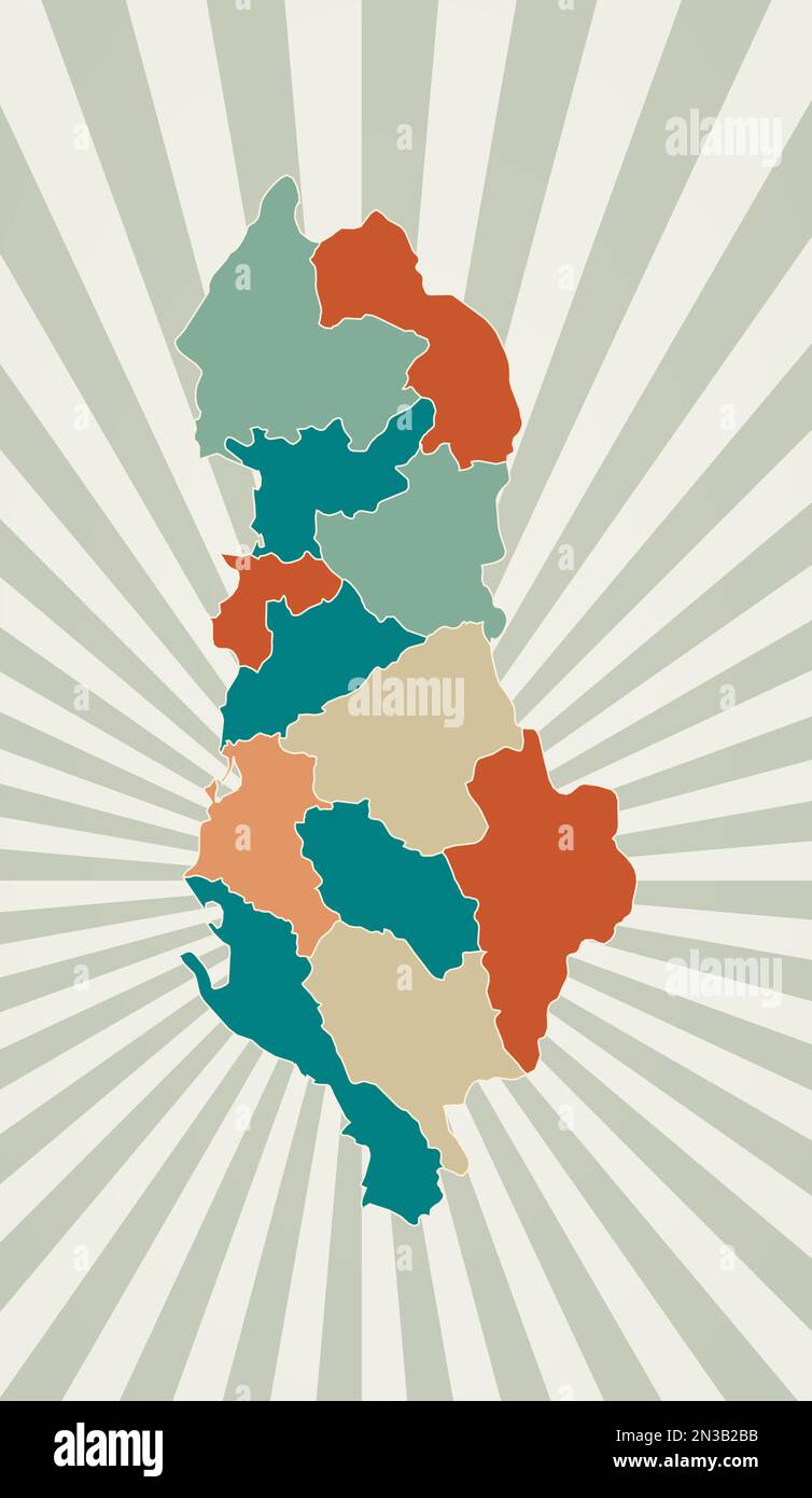 Albania map. Poster with map of the country in retro color palette ...