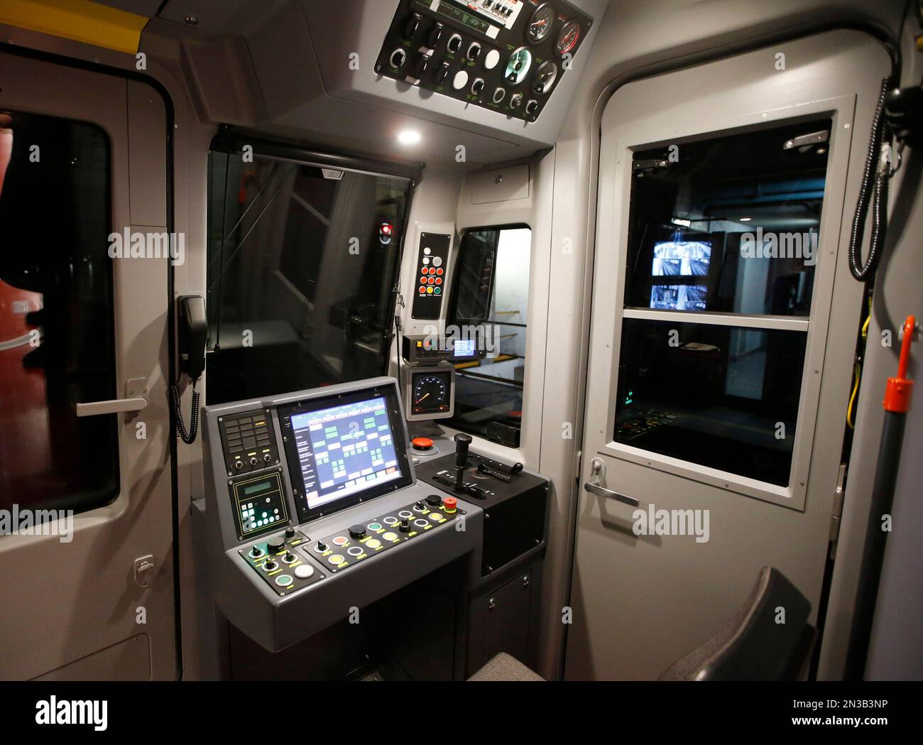 The cockpit of a new subway train of the first line in Milan, Italy ...