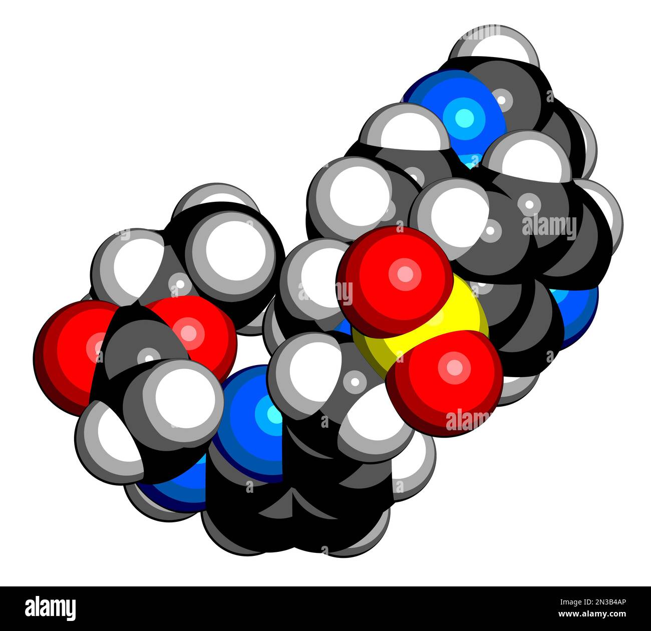 Omidenepag eye drug molecule. 3D rendering. Atoms are represented as ...