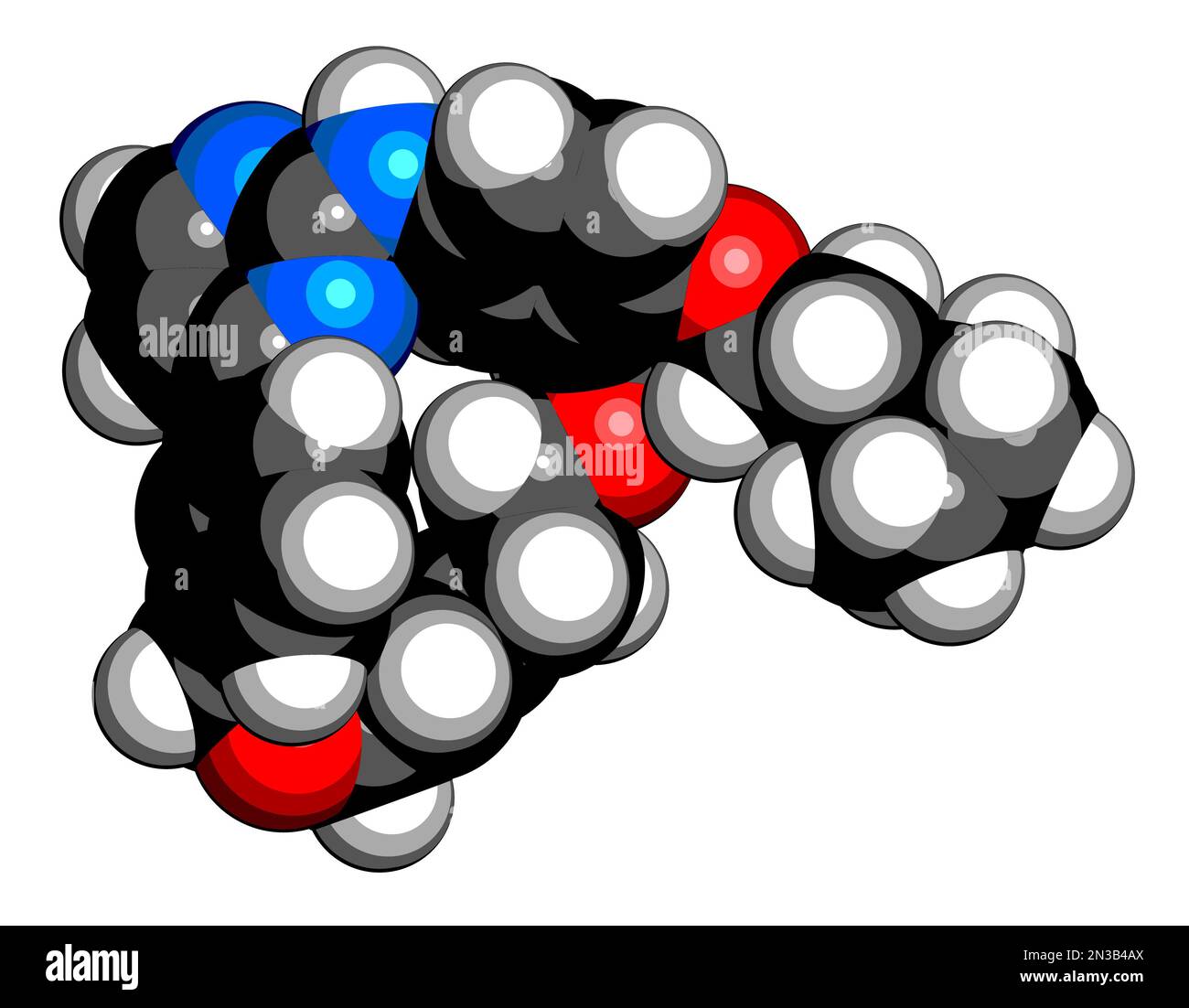 Pacritinib cancer drug molecule. 3D rendering. Atoms are represented as ...