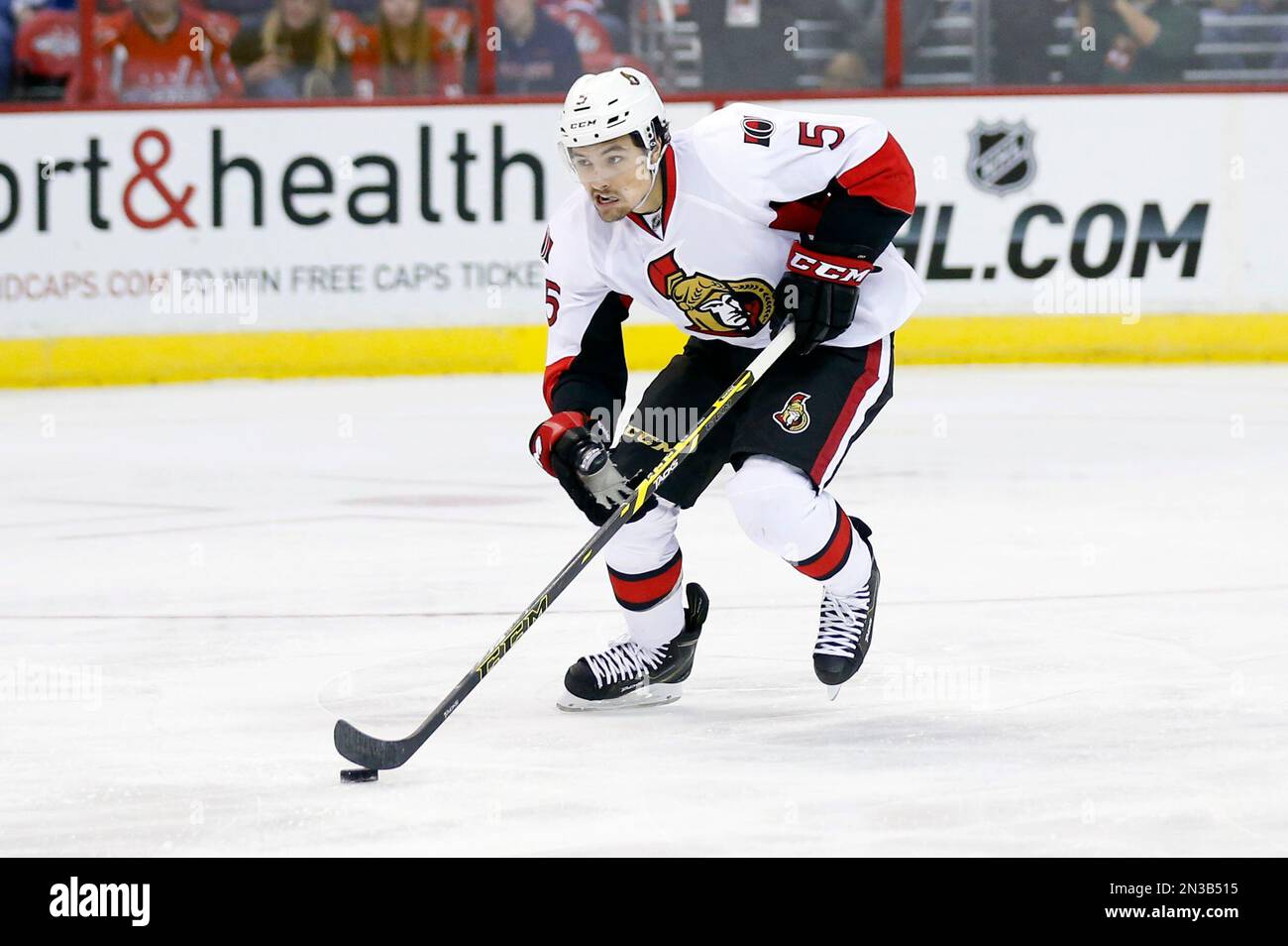 Ottawa Senators defenseman Cody Ceci (5) skates with the puck in the ...