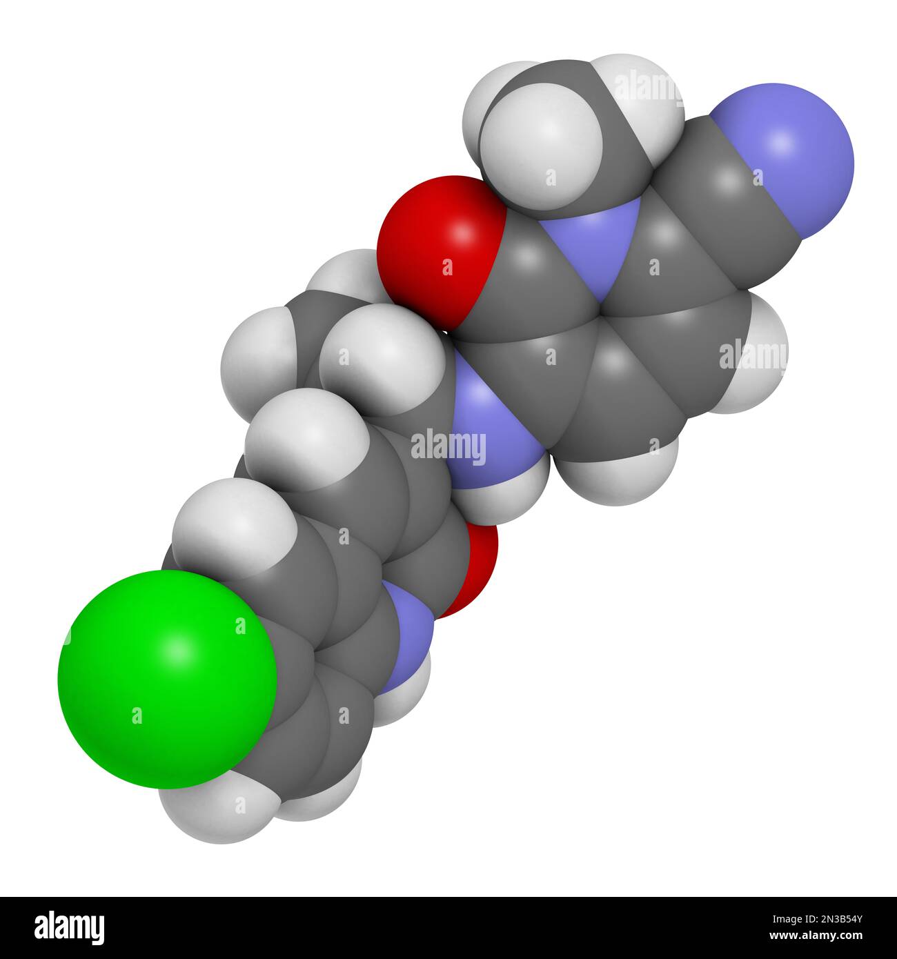 Olutasidenib oncology drug molecule. 3D rendering. Atoms are ...