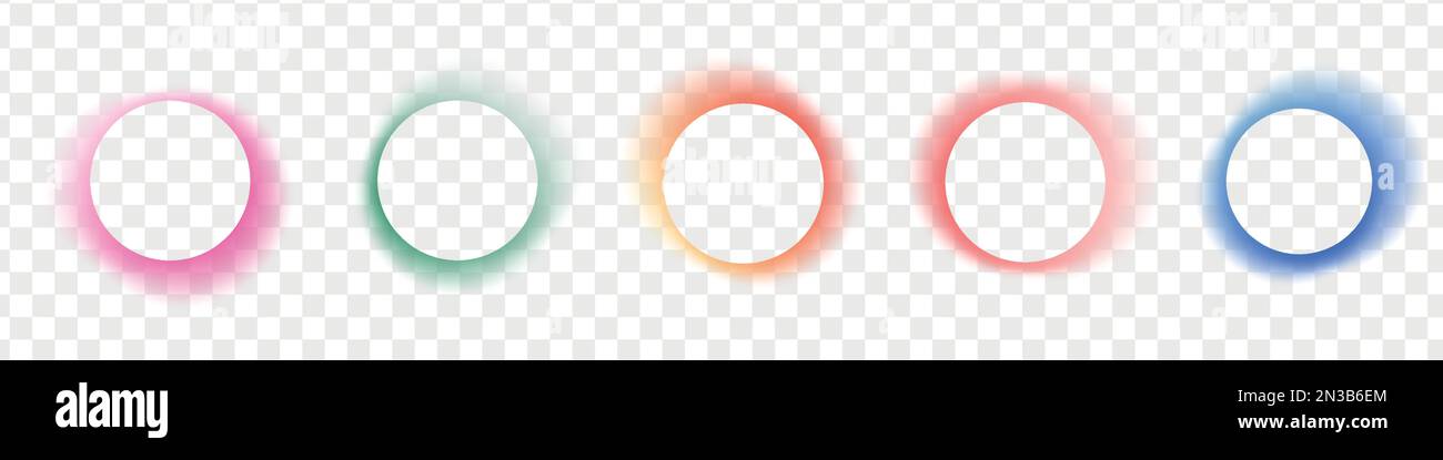 Abstract gradient circle frames set. Colored light glow round buttons ...