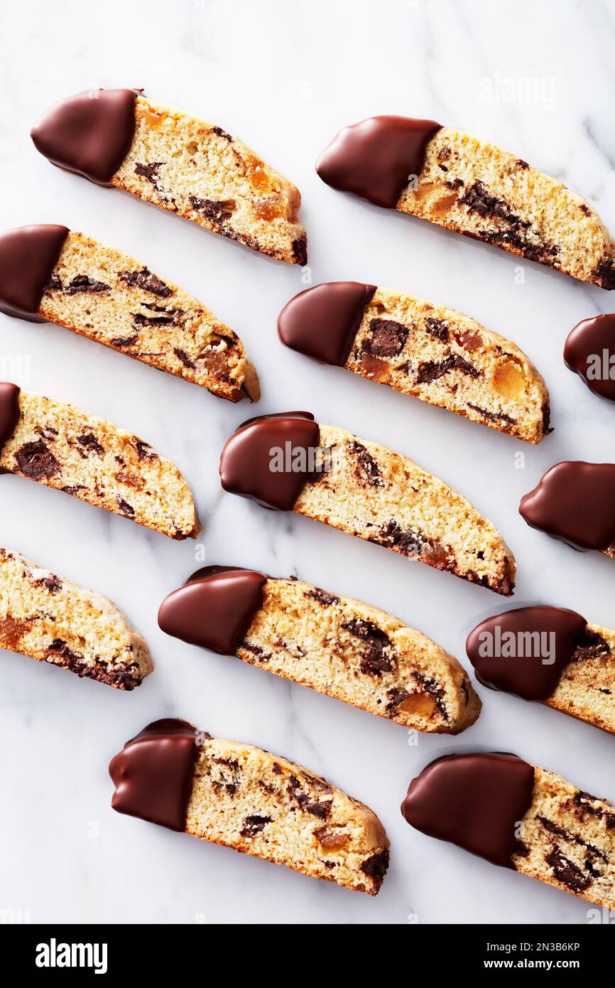 Chocolate dipped ginger biscotti cookies Stock Photo - Alamy