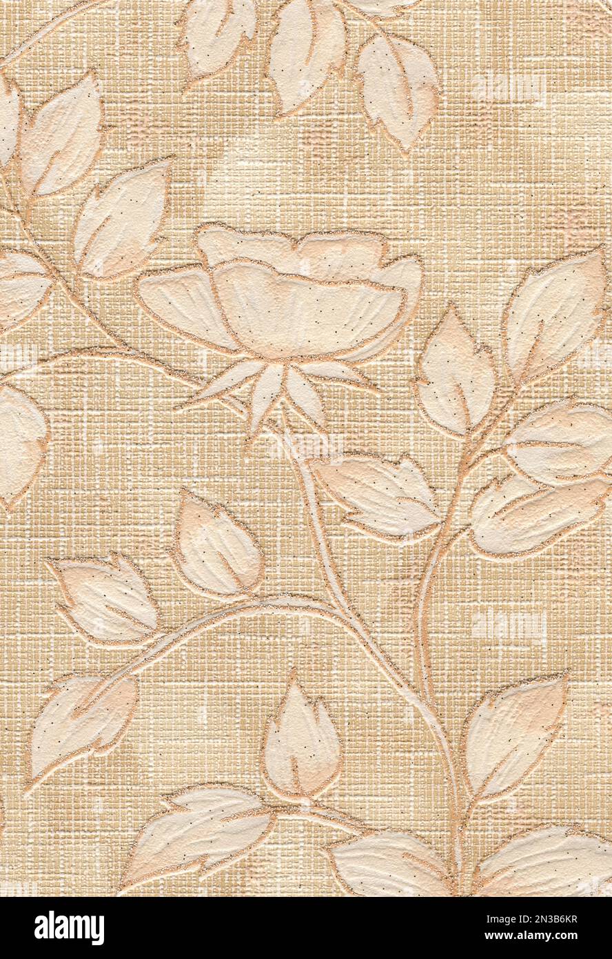 Old textile wallpaper with floral design Stock Photo - Alamy