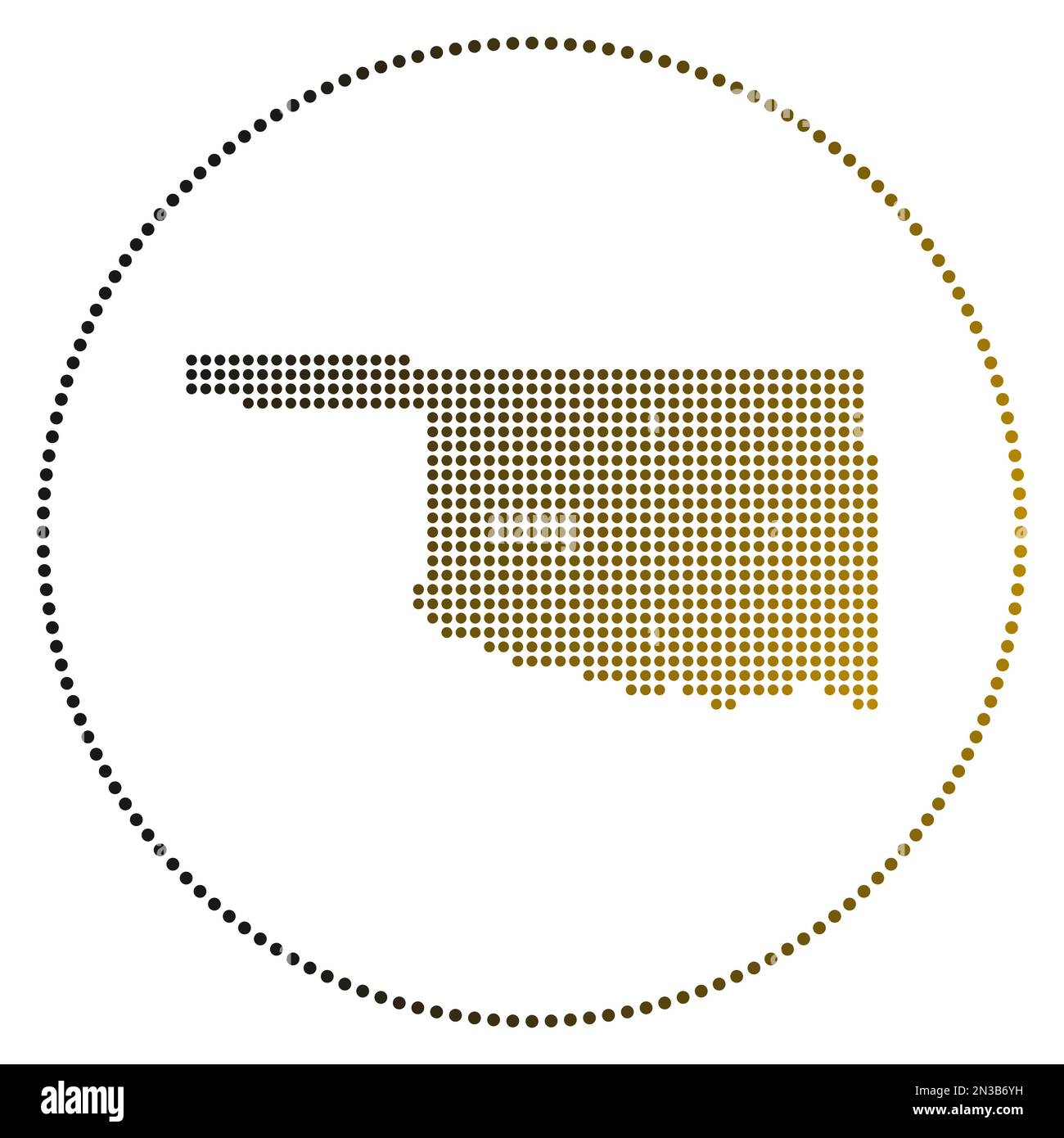 Oklahoma digital badge. Dotted style map of Oklahoma in a circle. Tech ...