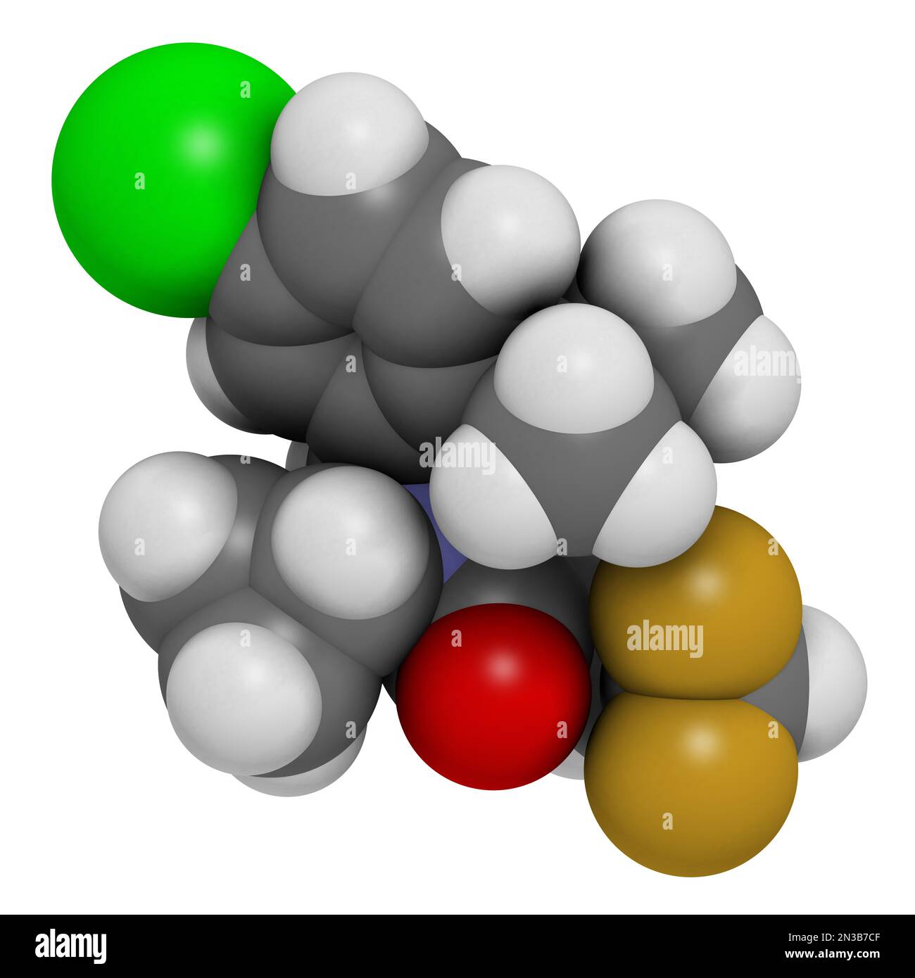 Isoflucypram fungicide molecule. 3D rendering. Atoms are represented as ...