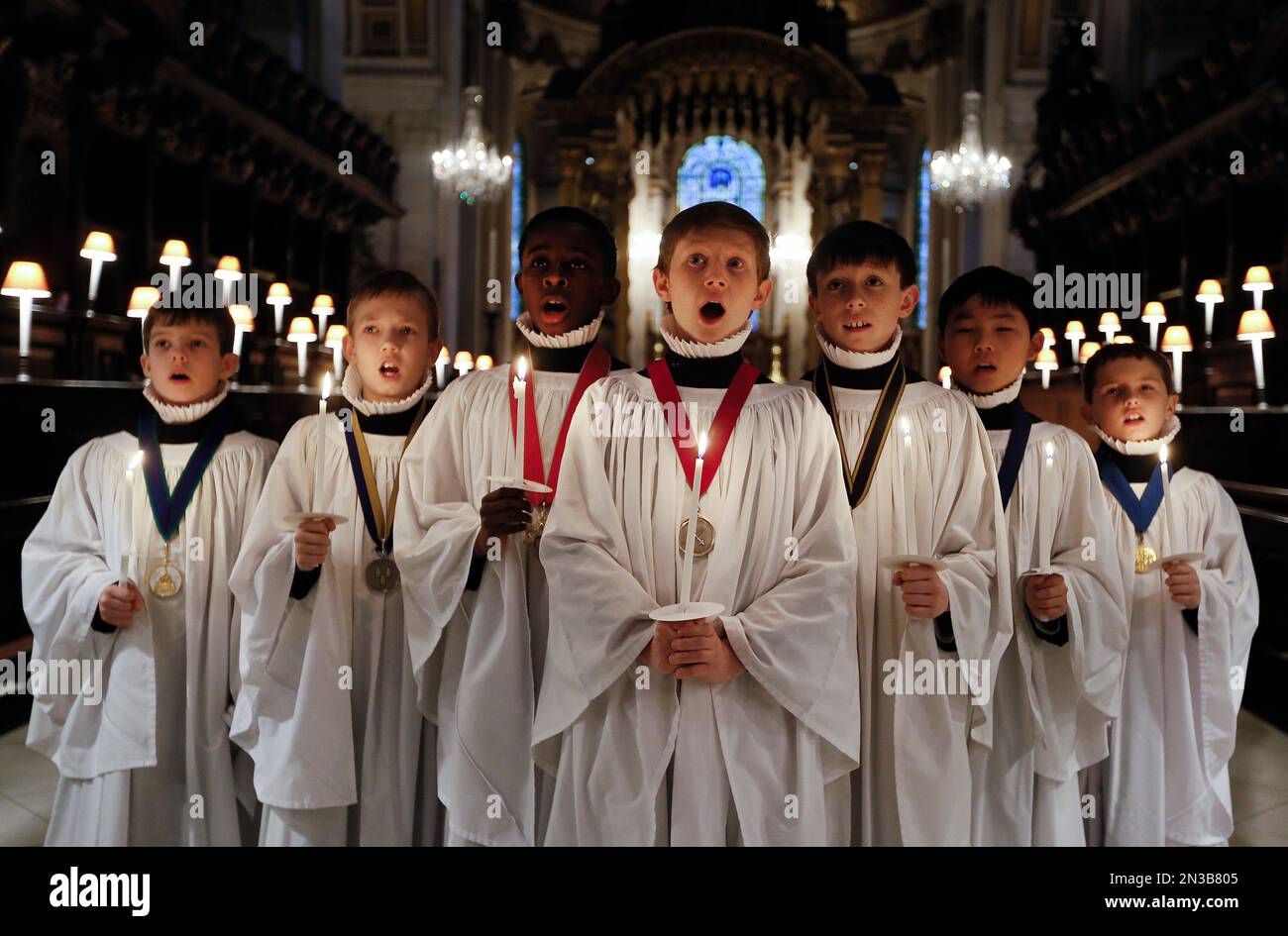St Paul’s Choristers rehearse in the cathedral in London, Monday, Dec ...