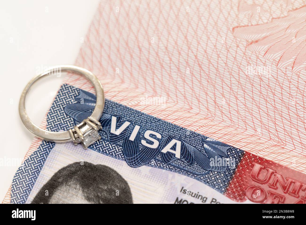 Concept photo for fiance visa and US immigration with diamond ring ...