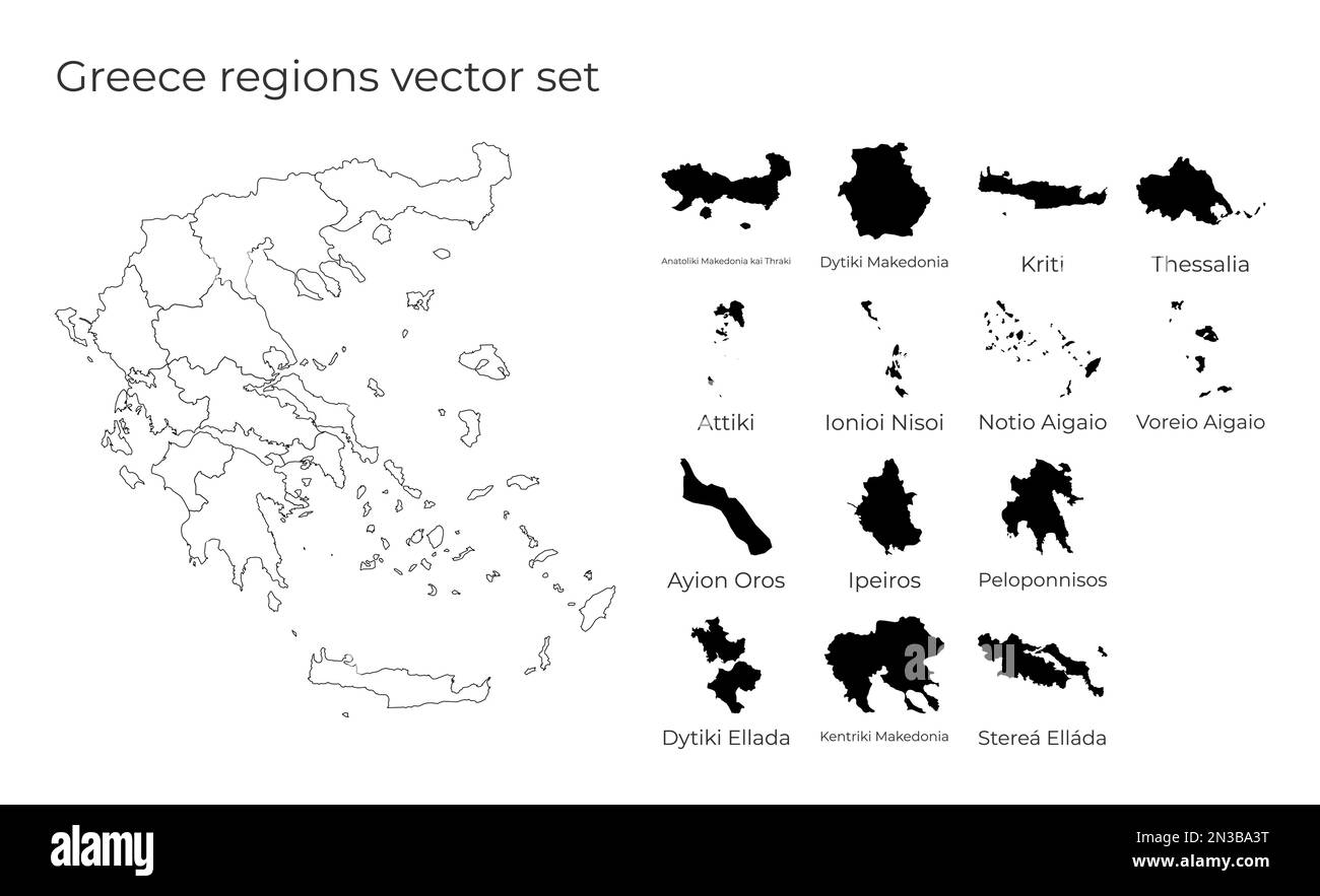 Greece map with shapes of regions. Blank vector map of the Country with ...