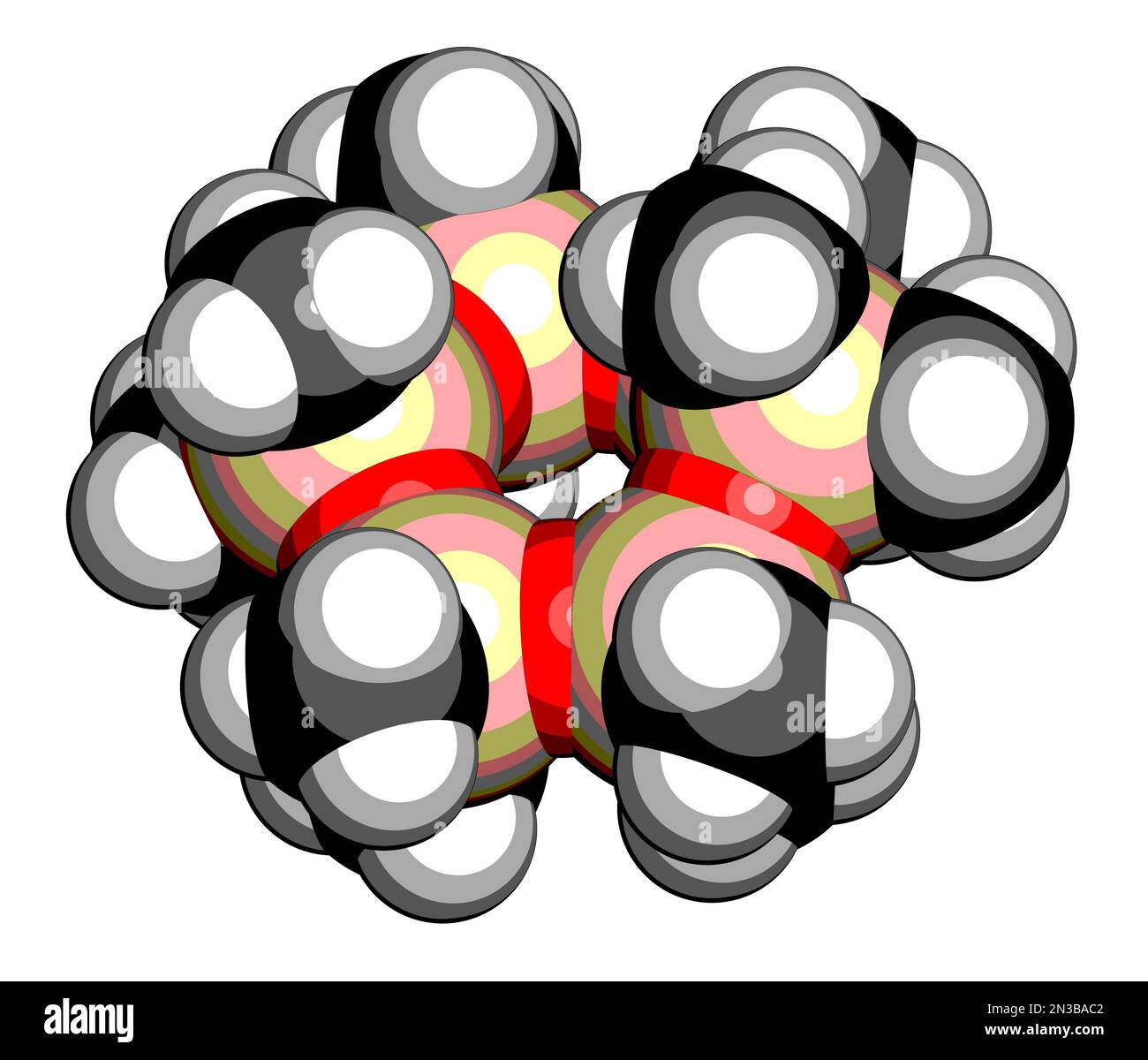 dodecamethylcyclohexasiloxane (D6) cyclic organosilicon molecule. 3D ...