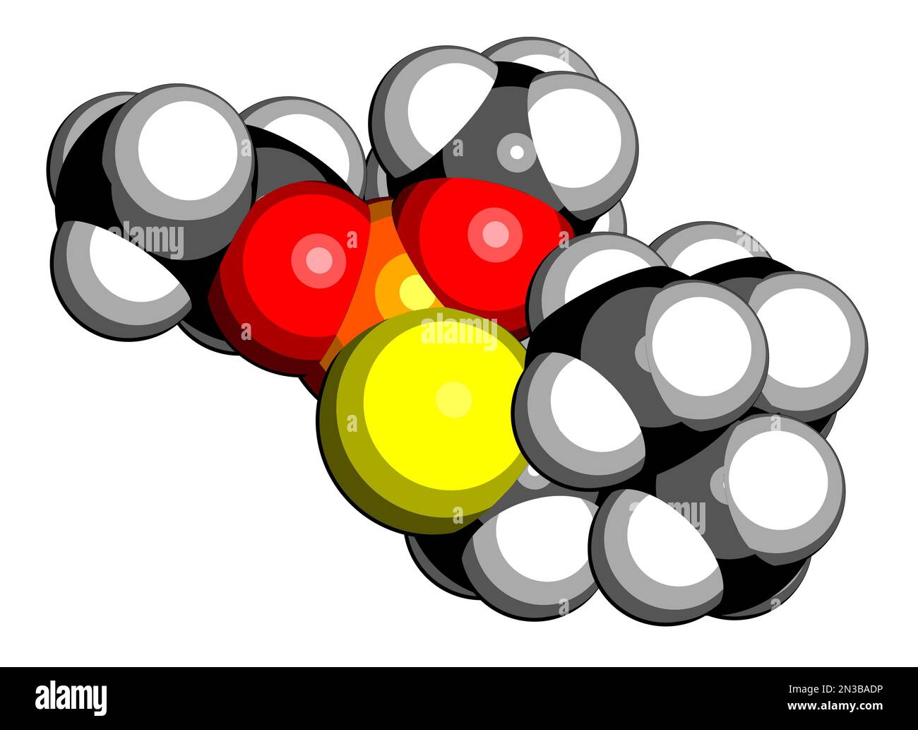 Echothiophate (phospholine) drug molecule. 3D rendering. Atoms are ...