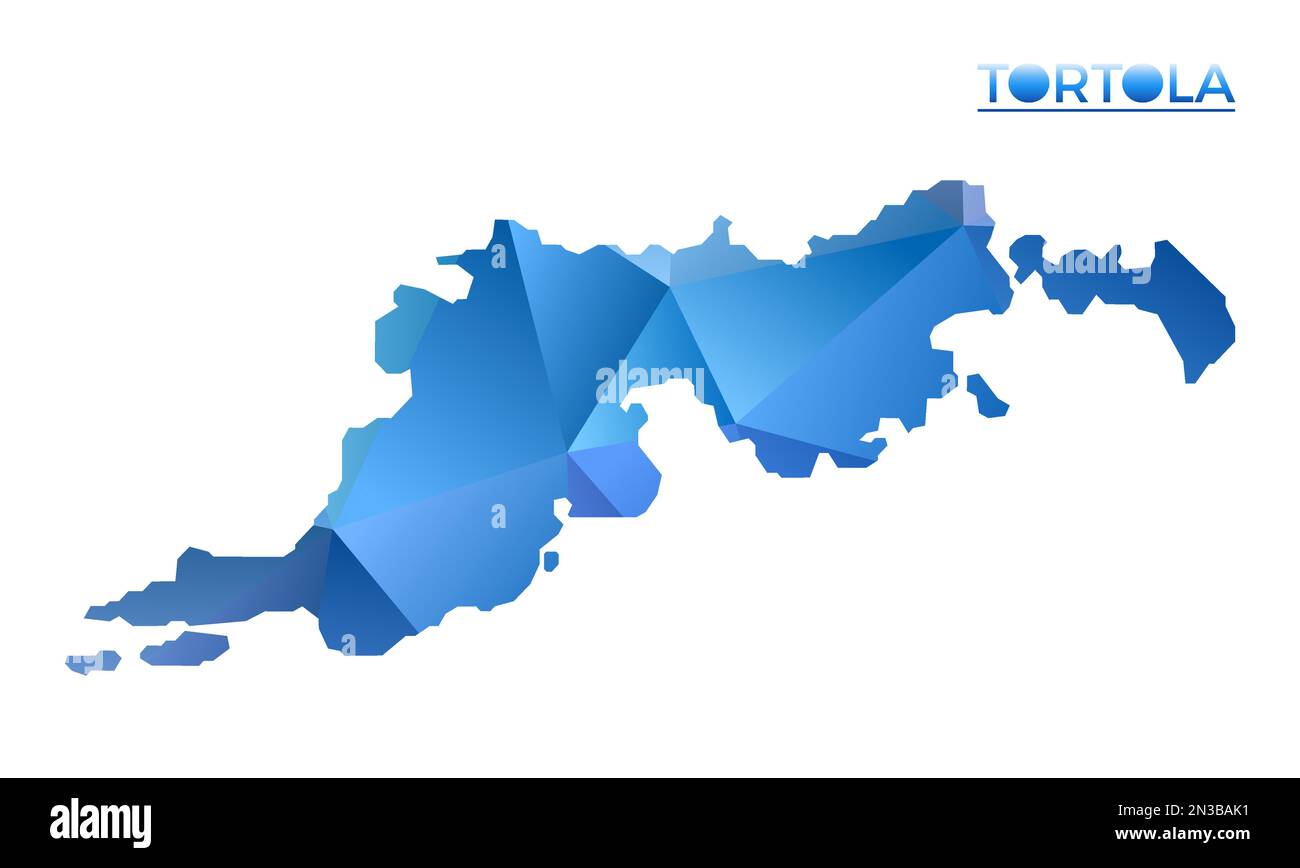 Vector polygonal Tortola map. Vibrant geometric island in low poly ...