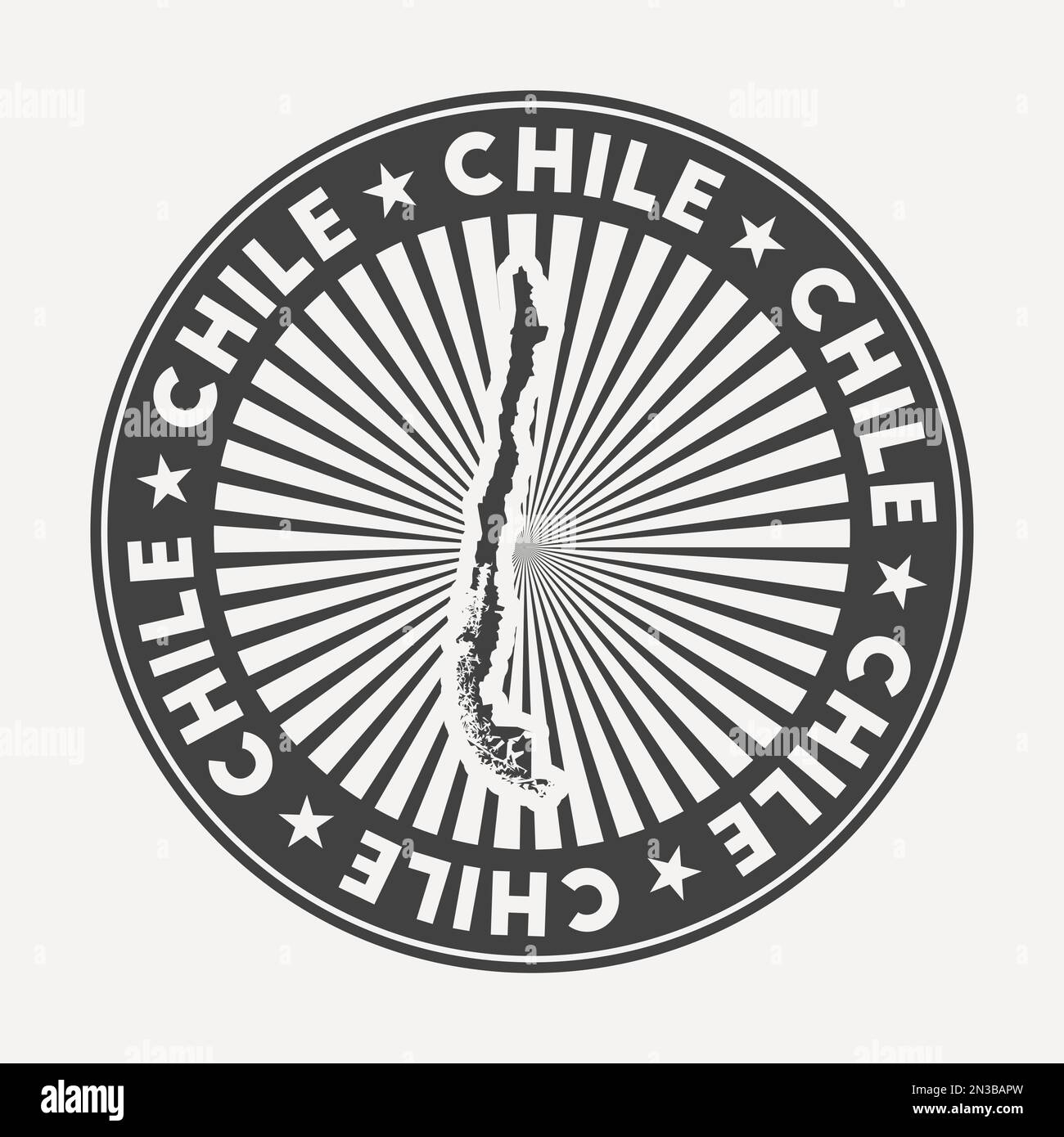 Chile round logo. Vintage travel badge with the circular name and map ...
