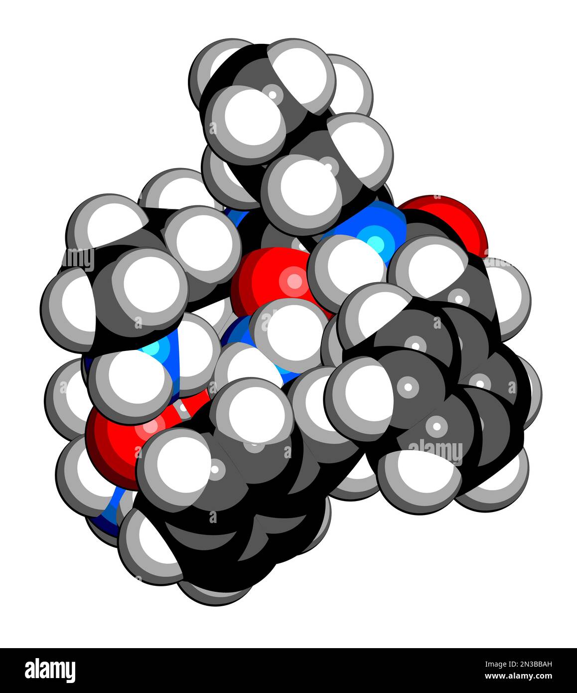 Difelikefalin drug molecule. 3D rendering. Atoms are represented as ...