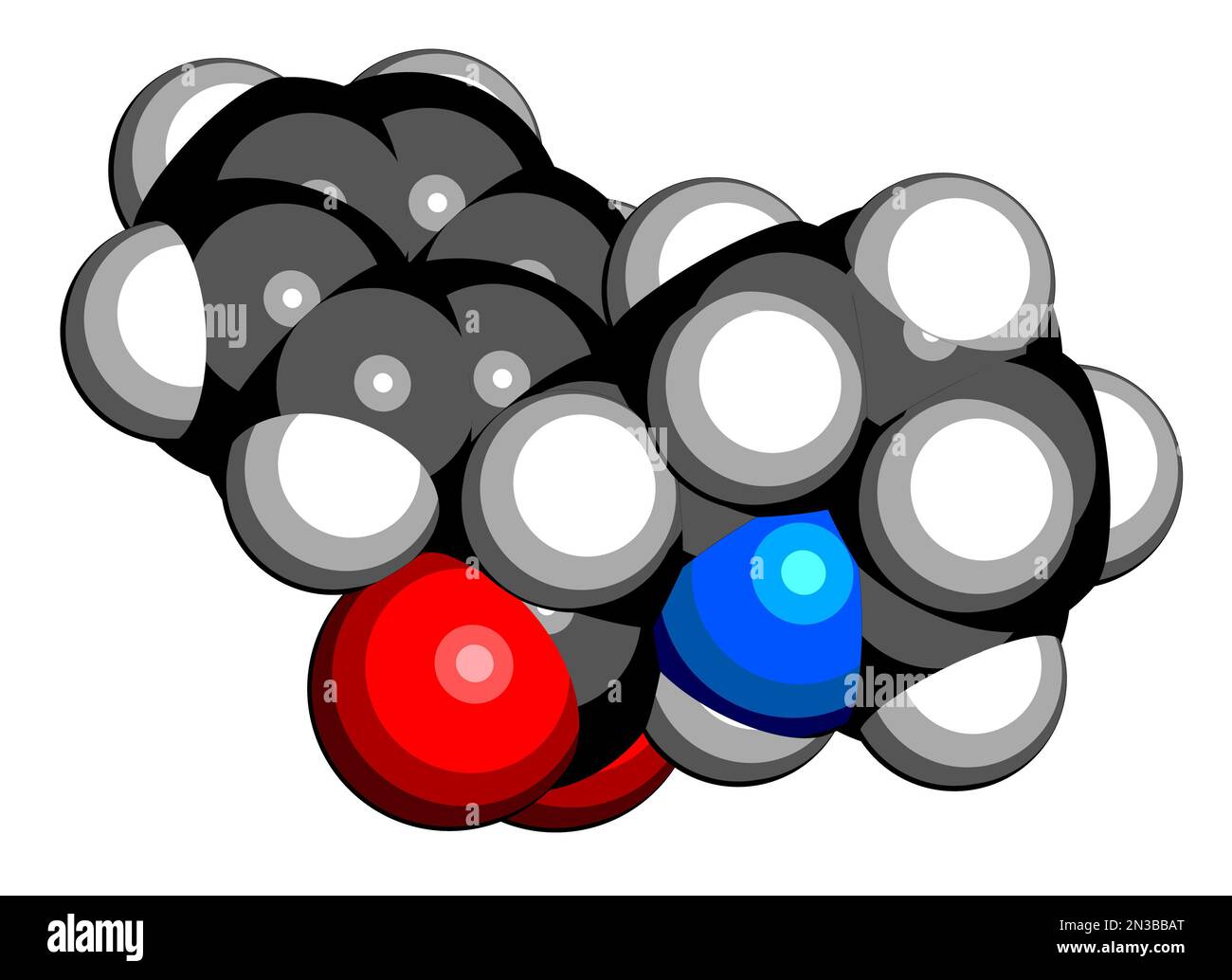 Dexmethylphenidate drug molecule. 3D rendering. Atoms are represented ...