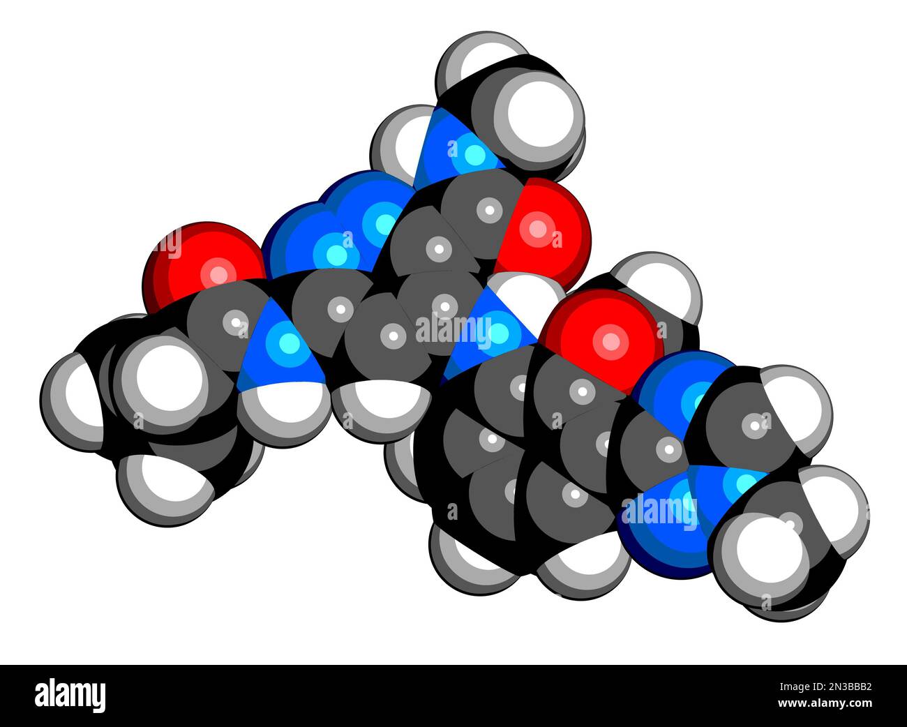 Deucravacitinib drug molecule. 3D rendering. Atoms are represented as ...