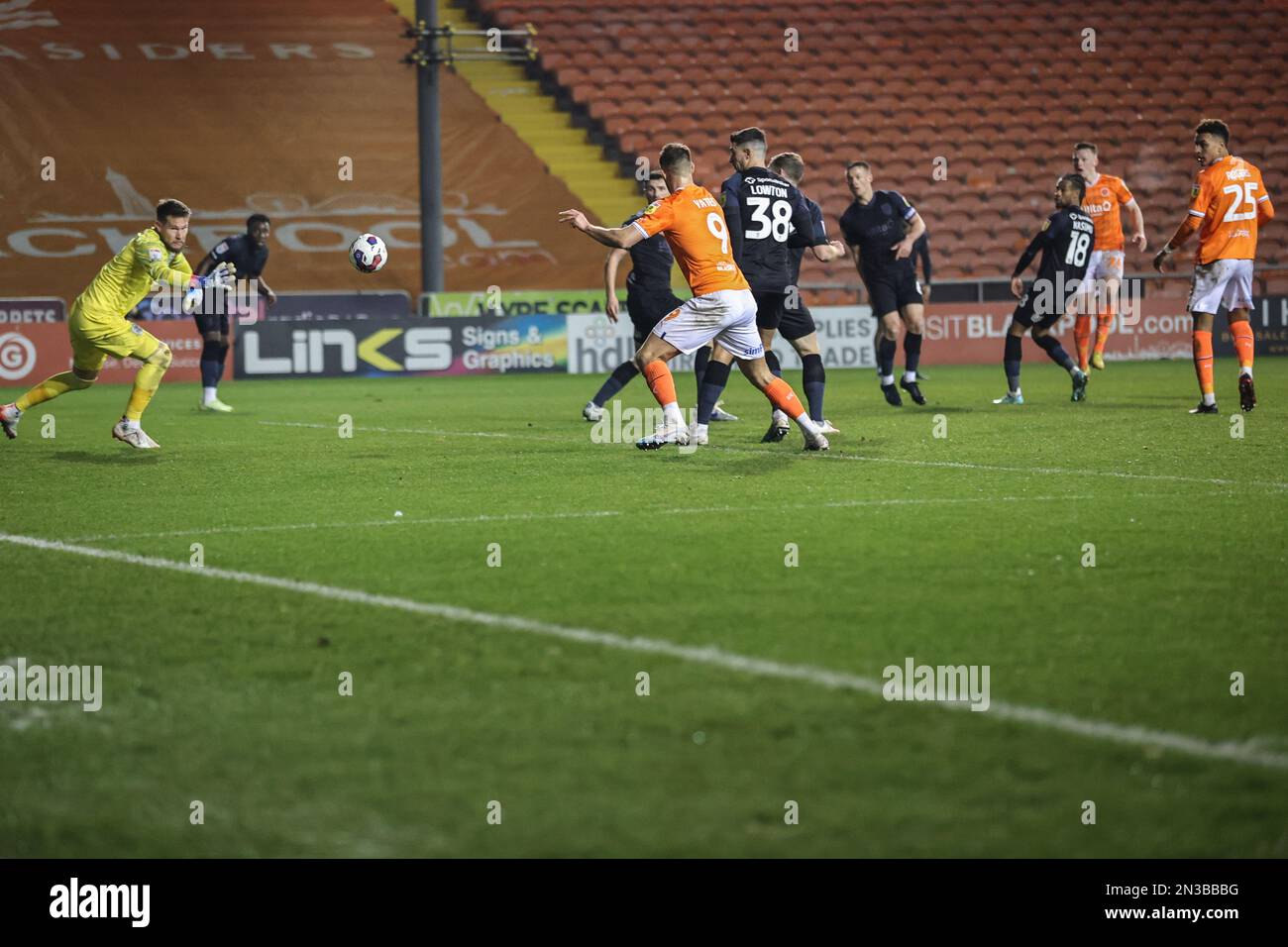 Andy Lyons #24 of Blackpool scores to make it 1-1 during the Sky Bet ...