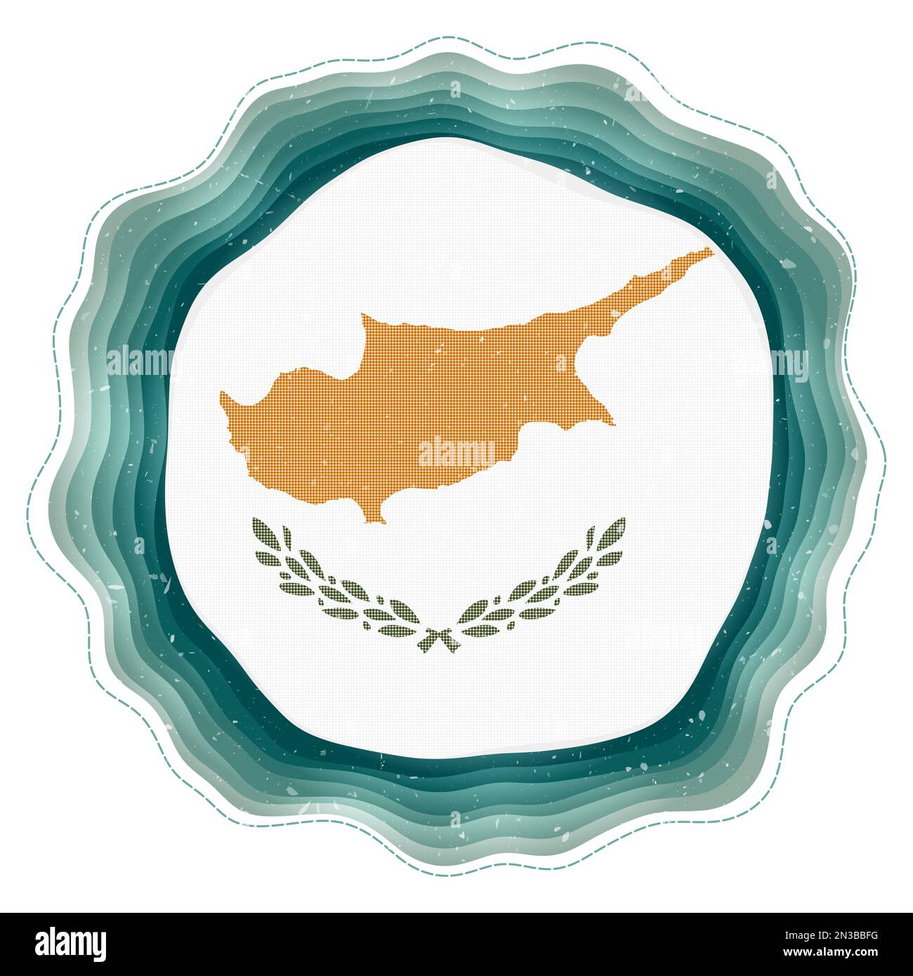 Cyprus flag in frame. Badge of the country. Layered circular sign ...