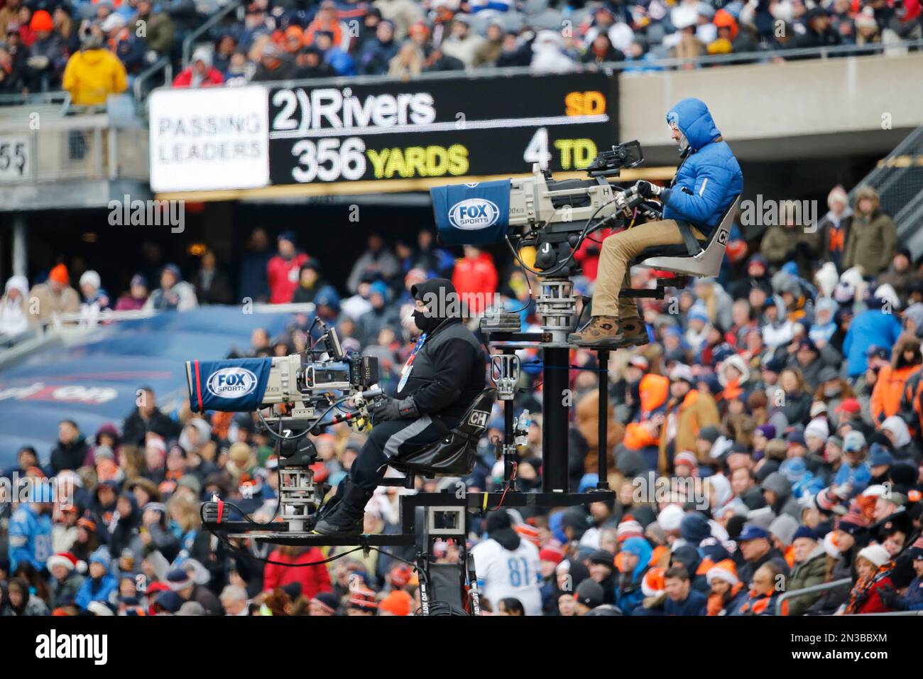 Fox Sports camera crew are seen on the platforms in the second half of ...