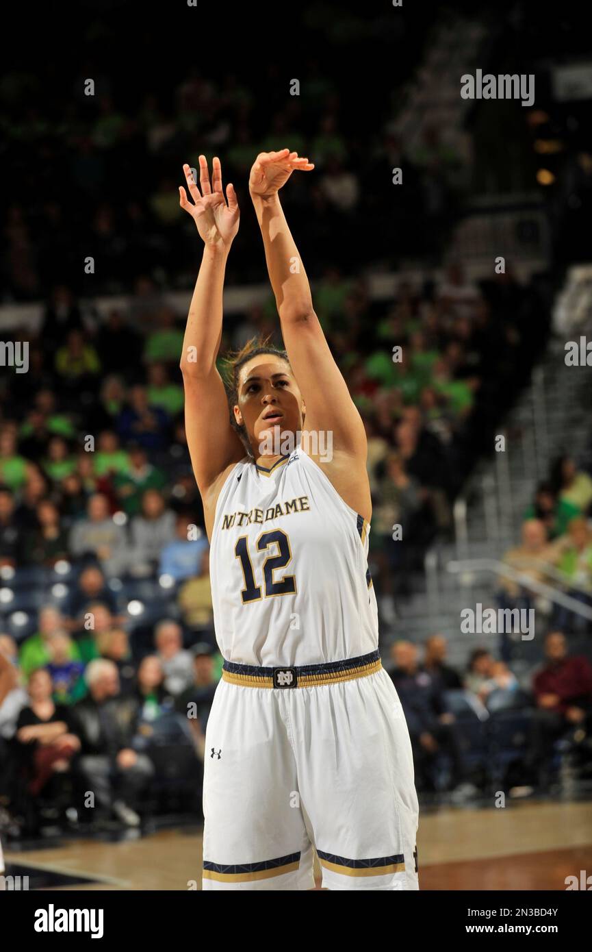 Notre Dame forward Taya Reimer puts up a shot in an NCAA college ...