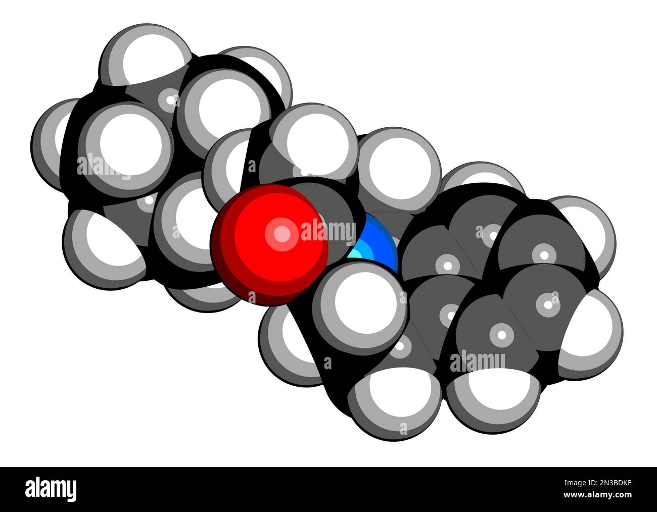 Arpraziquantel drug molecule. 3D rendering. Atoms are represented as ...