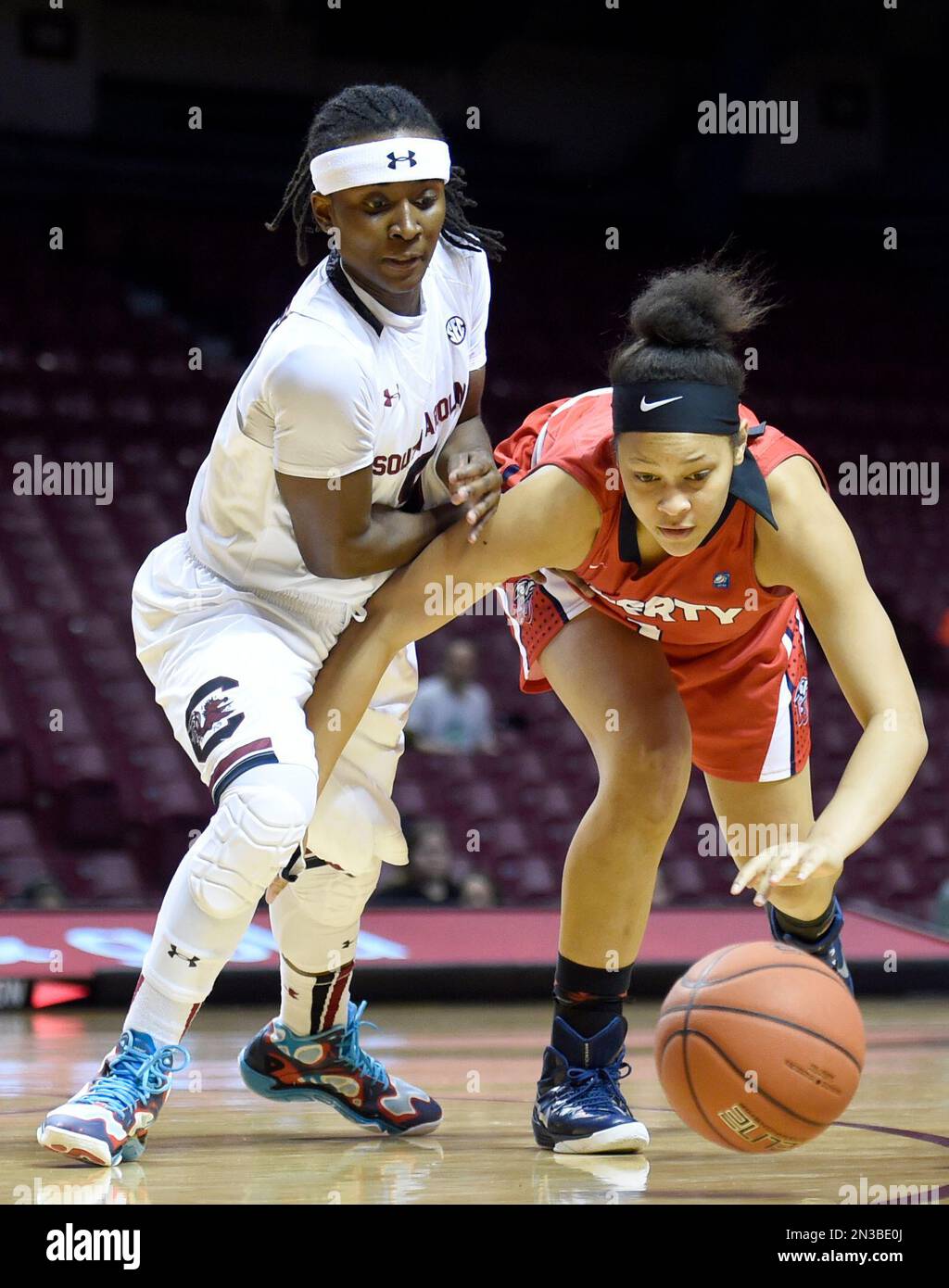 South Carolina guard Khadijah Sessions, left, and Liberty forward ...