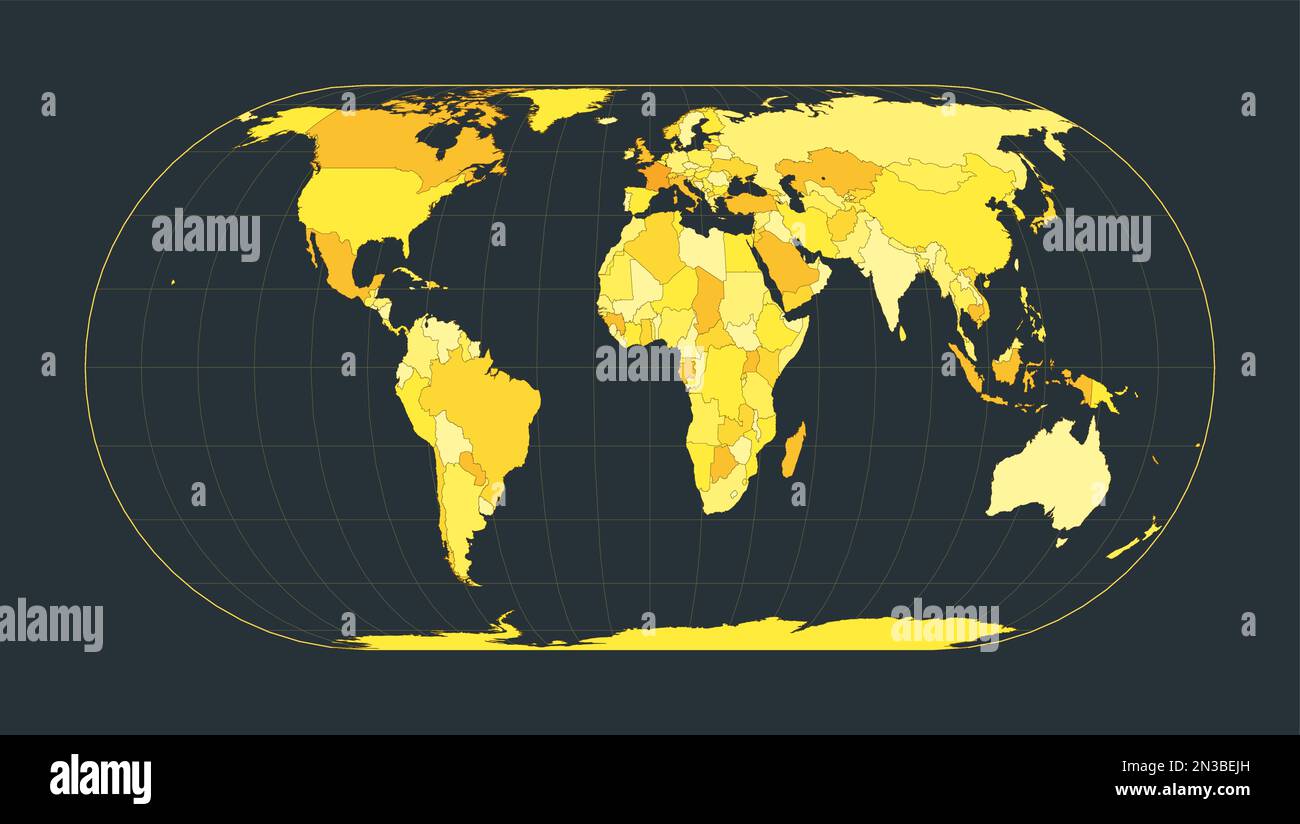 World Map. Eckert IV projection. Futuristic world illustration for your ...