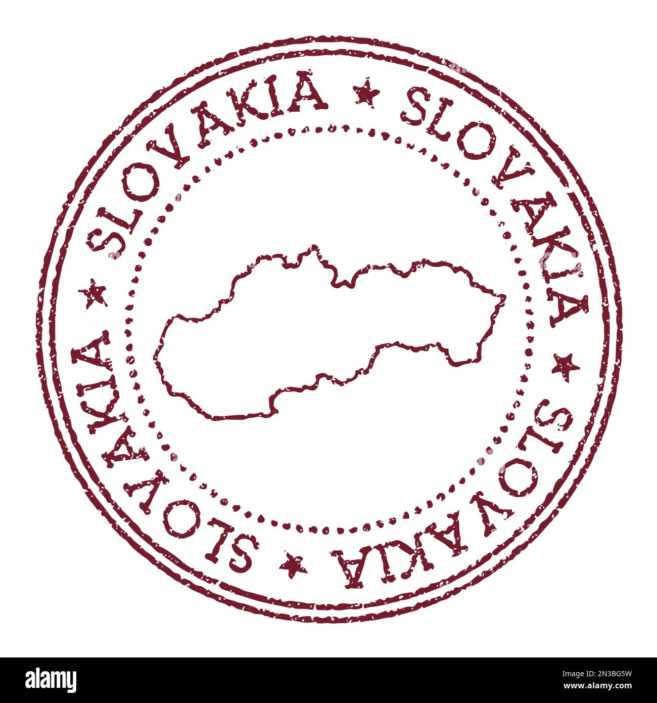 Slovakia round rubber stamp with country map. Vintage red passport ...