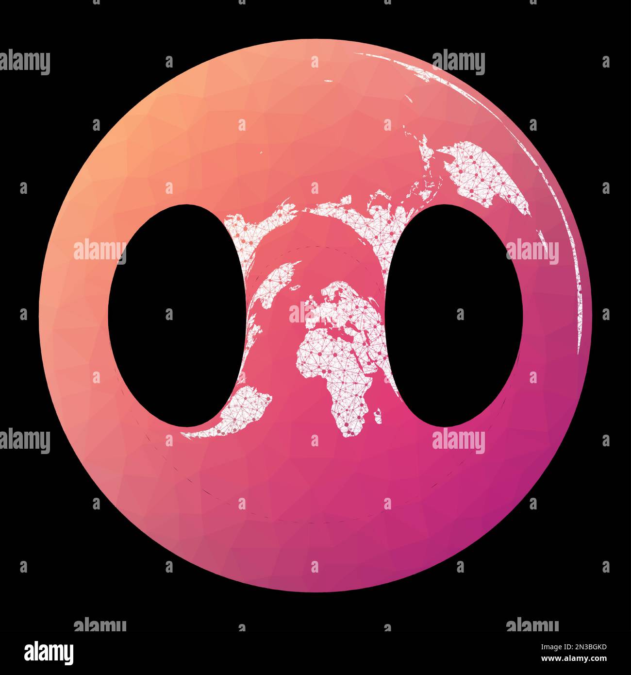 World Network Map Hammer Retroazimuthal Projection Wired Globe In Hammer Retroazimuthal