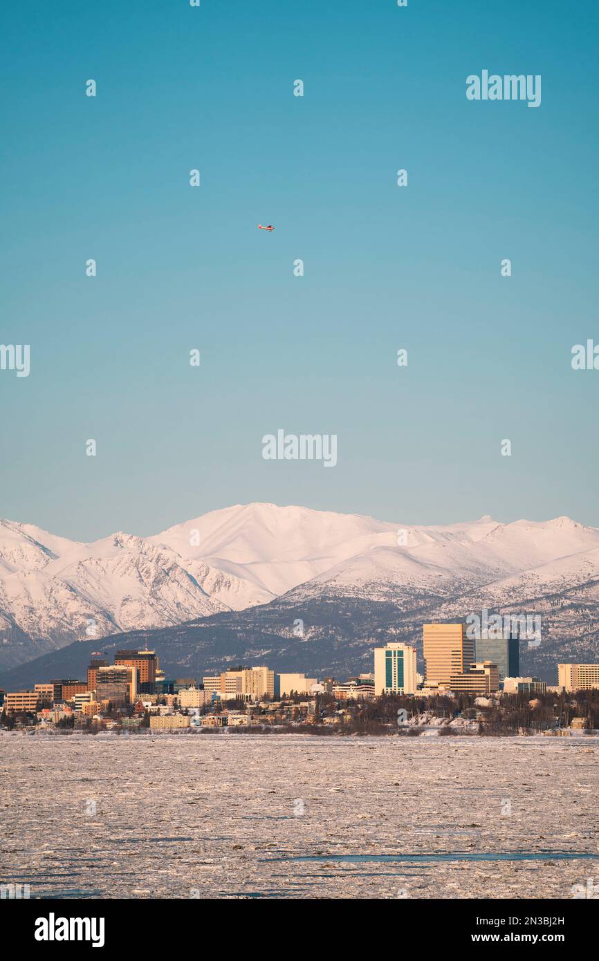 The city of Anchorage, Alaska and its office buildings and high rises ...