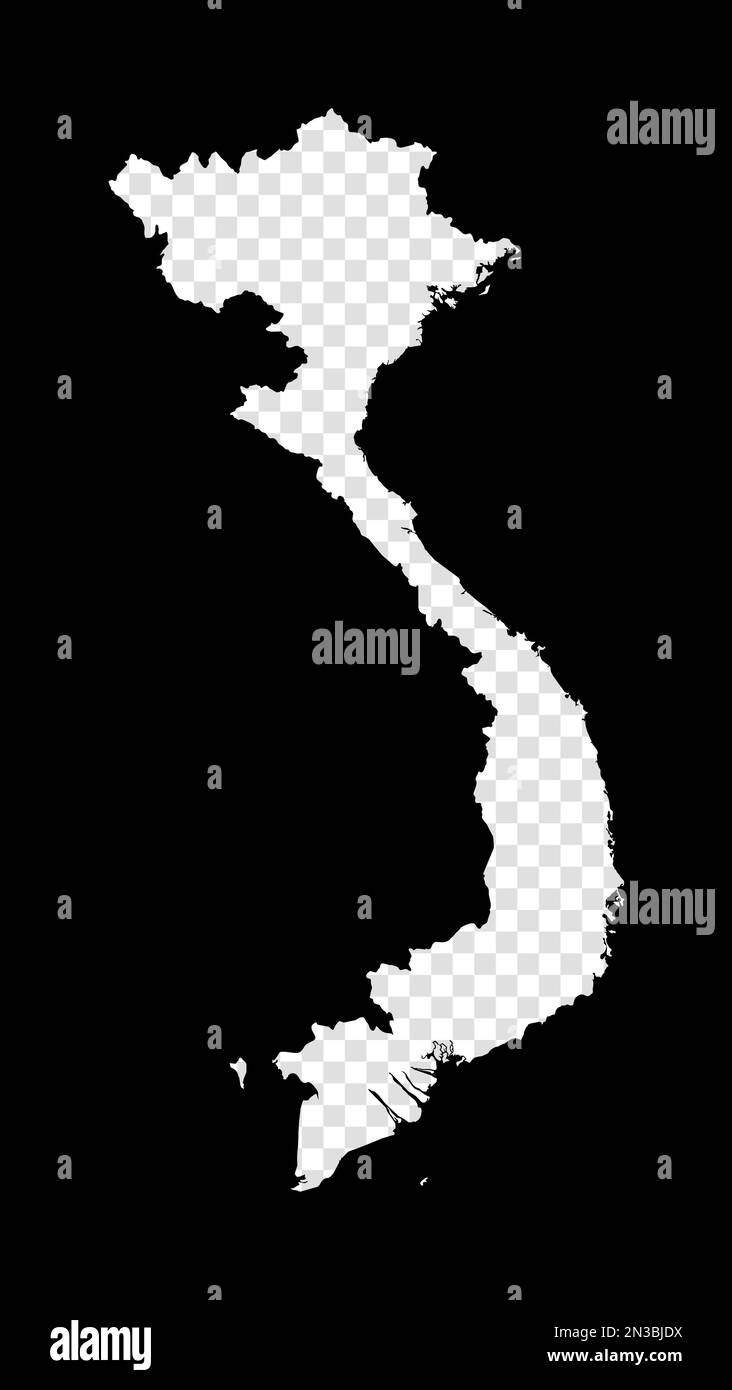 Stencil map of Vietnam. Simple and minimal transparent map of Vietnam ...