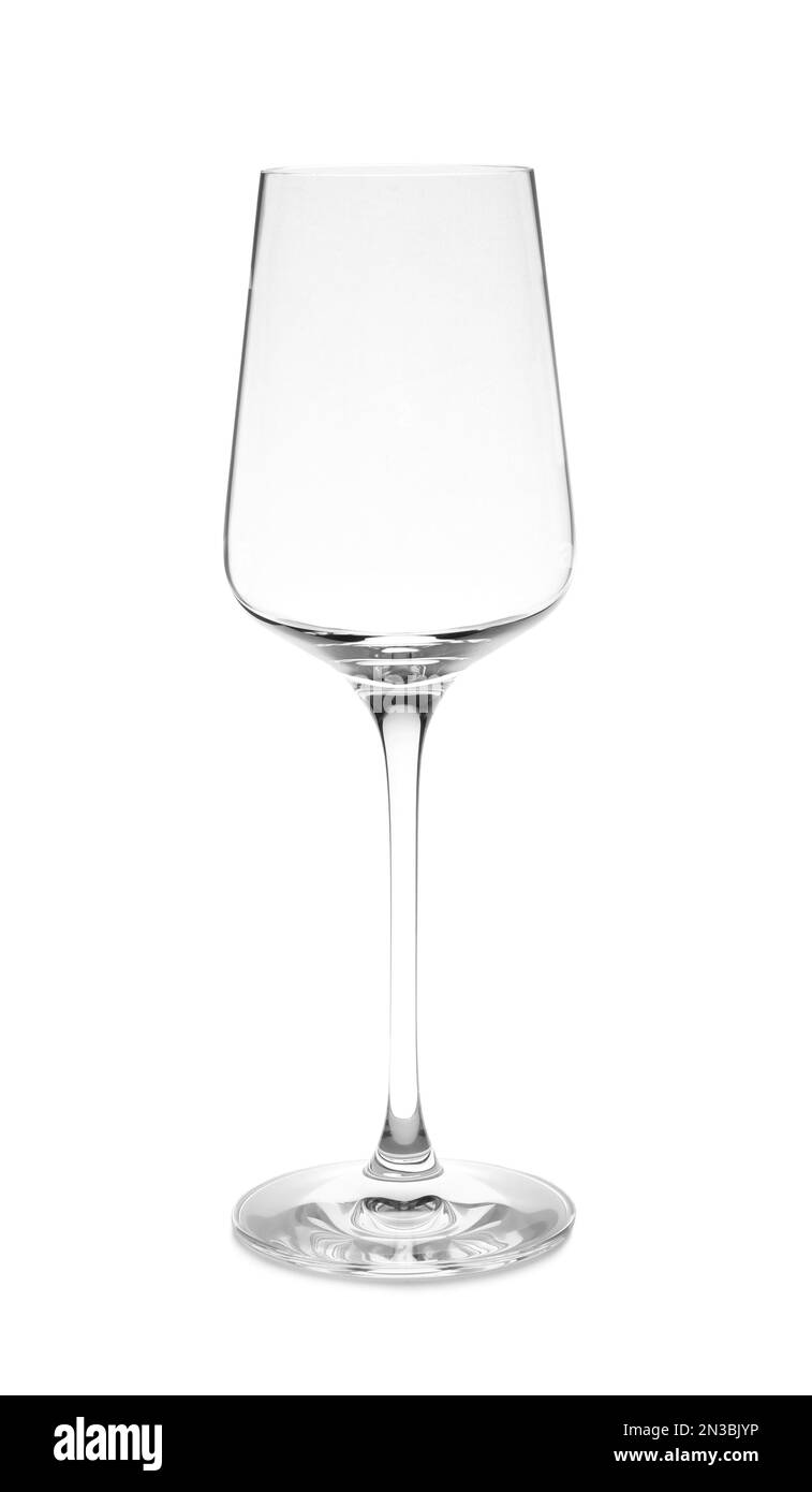 Empty clear wine glass on white background Stock Photo - Alamy