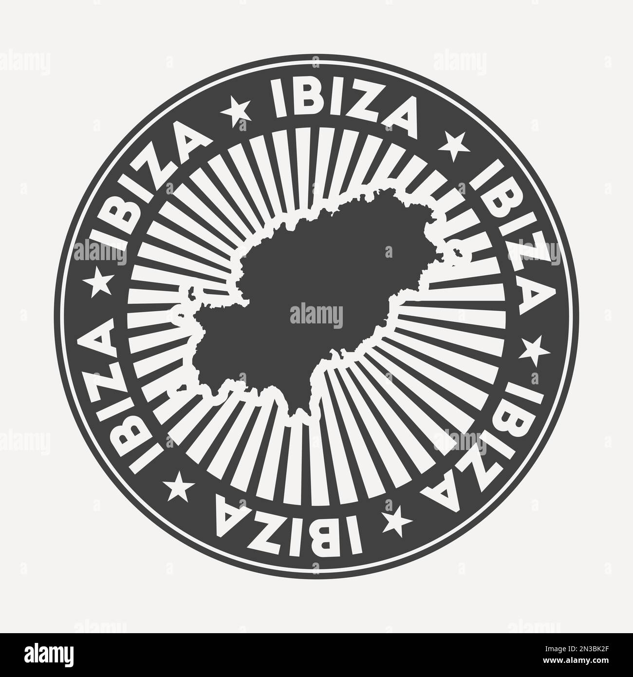 Ibiza round logo. Vintage travel badge with the circular name and map ...