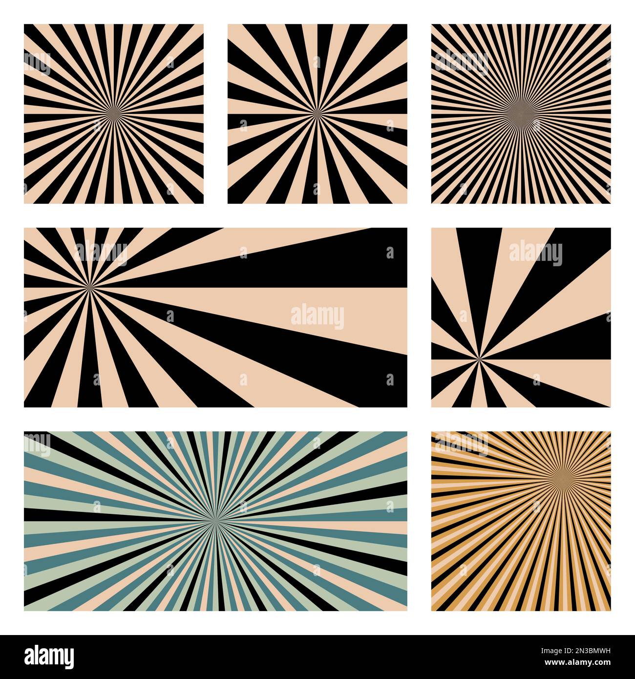 Astonishing sunburst background collection. Abstract covers with radial ...