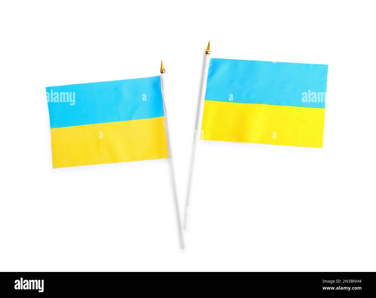 National flags of Ukraine isolated on white, top view Stock Photo - Alamy